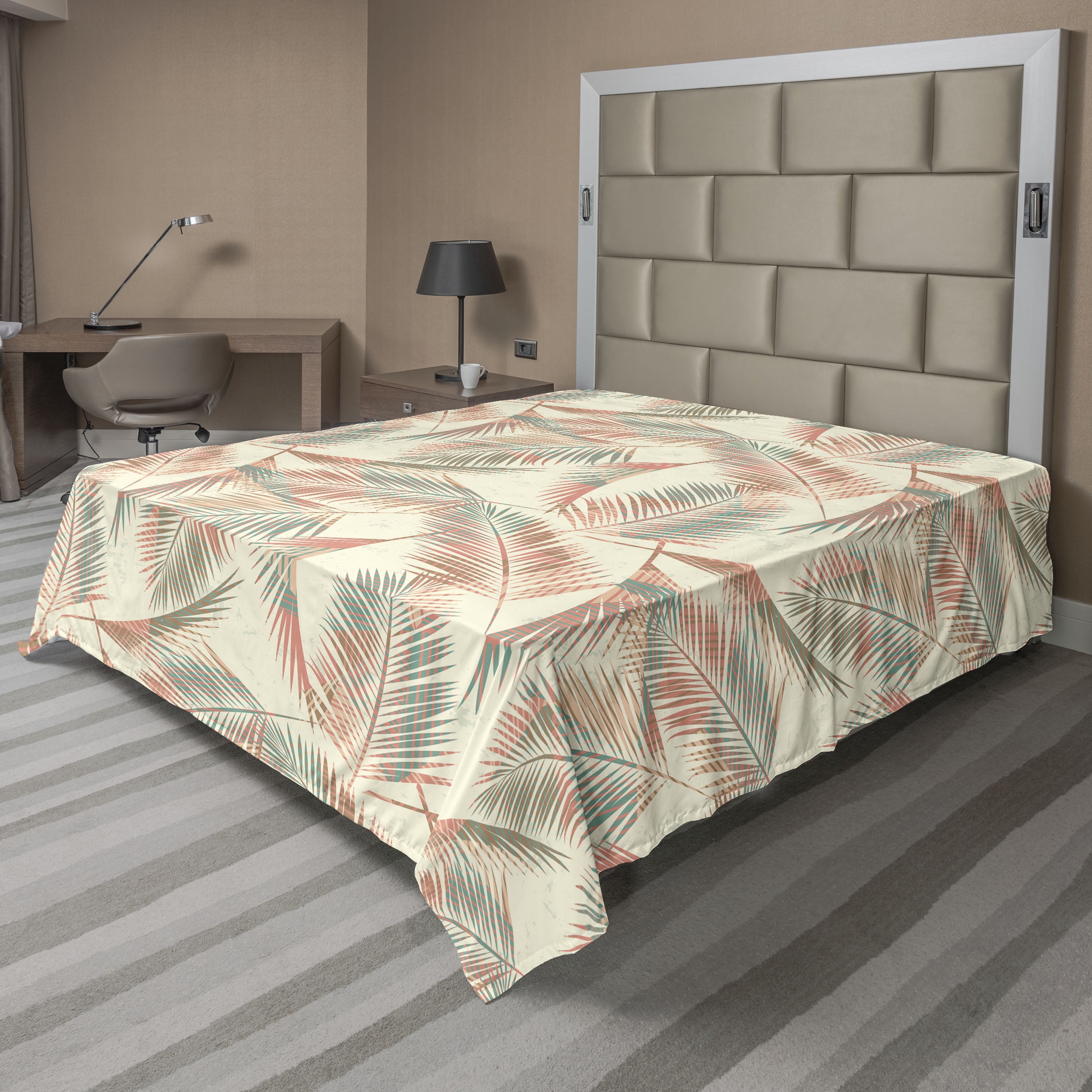 Ambesonne Palm Leaf Flat Bedding Sheet Soft Top Sheet, Vintage Tropical ...