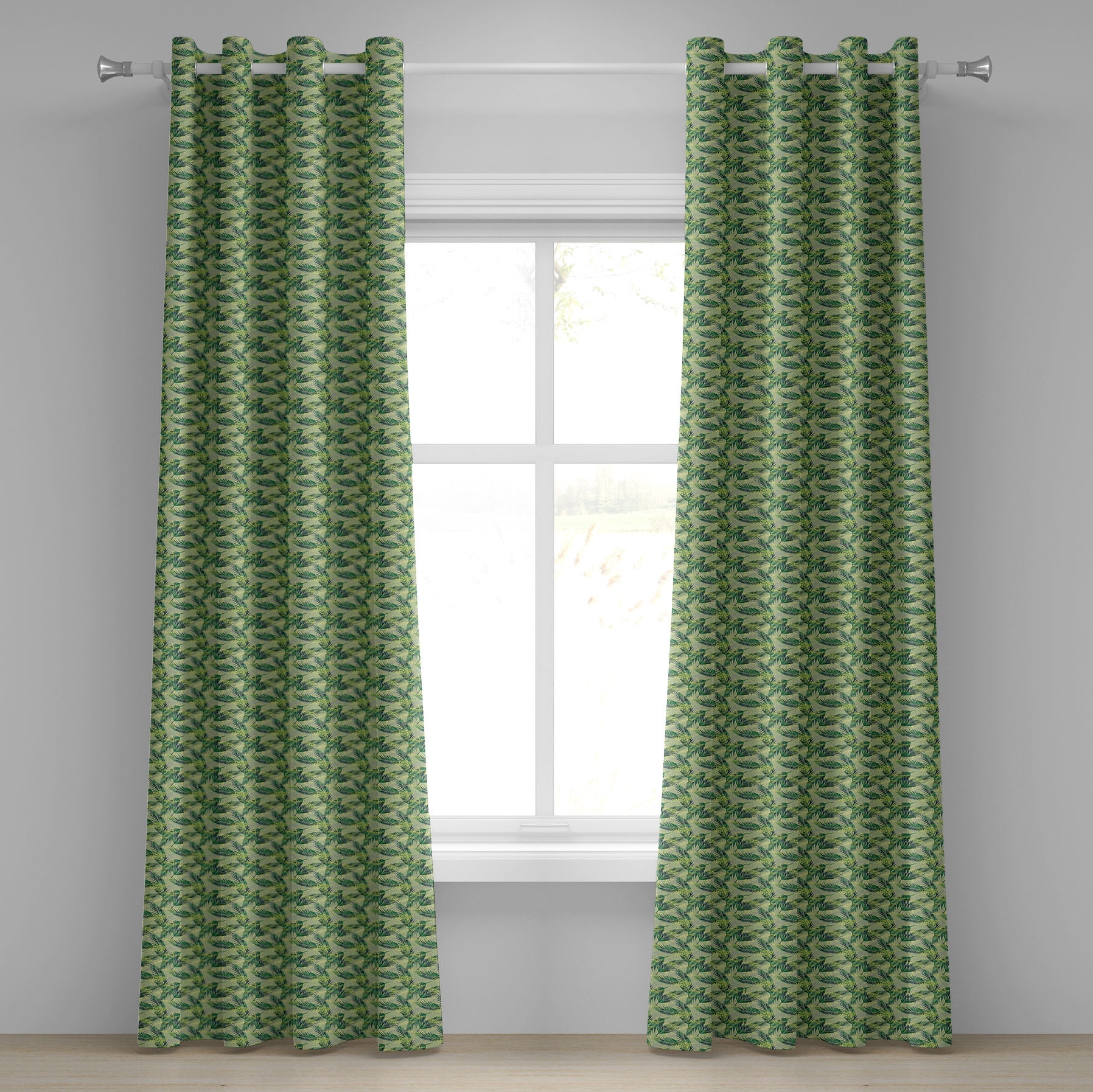 Ambesonne Palm Leaf Grommet Curtain, Rainforest Foliage, 50" x 96 ...