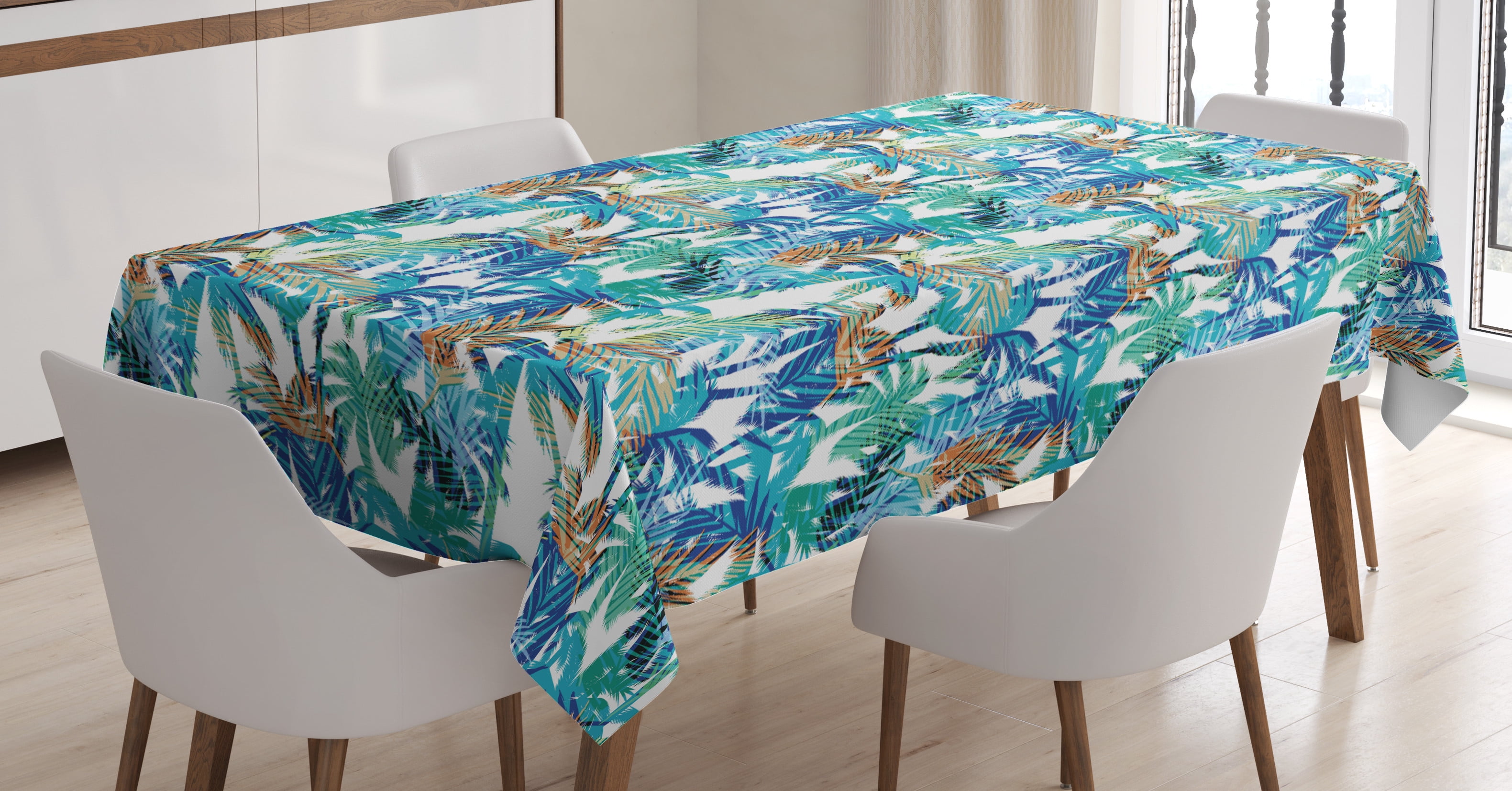 Ambesonne Palm Leaf Tablecloth Rectangular Table Cover, Abstract Nature ...
