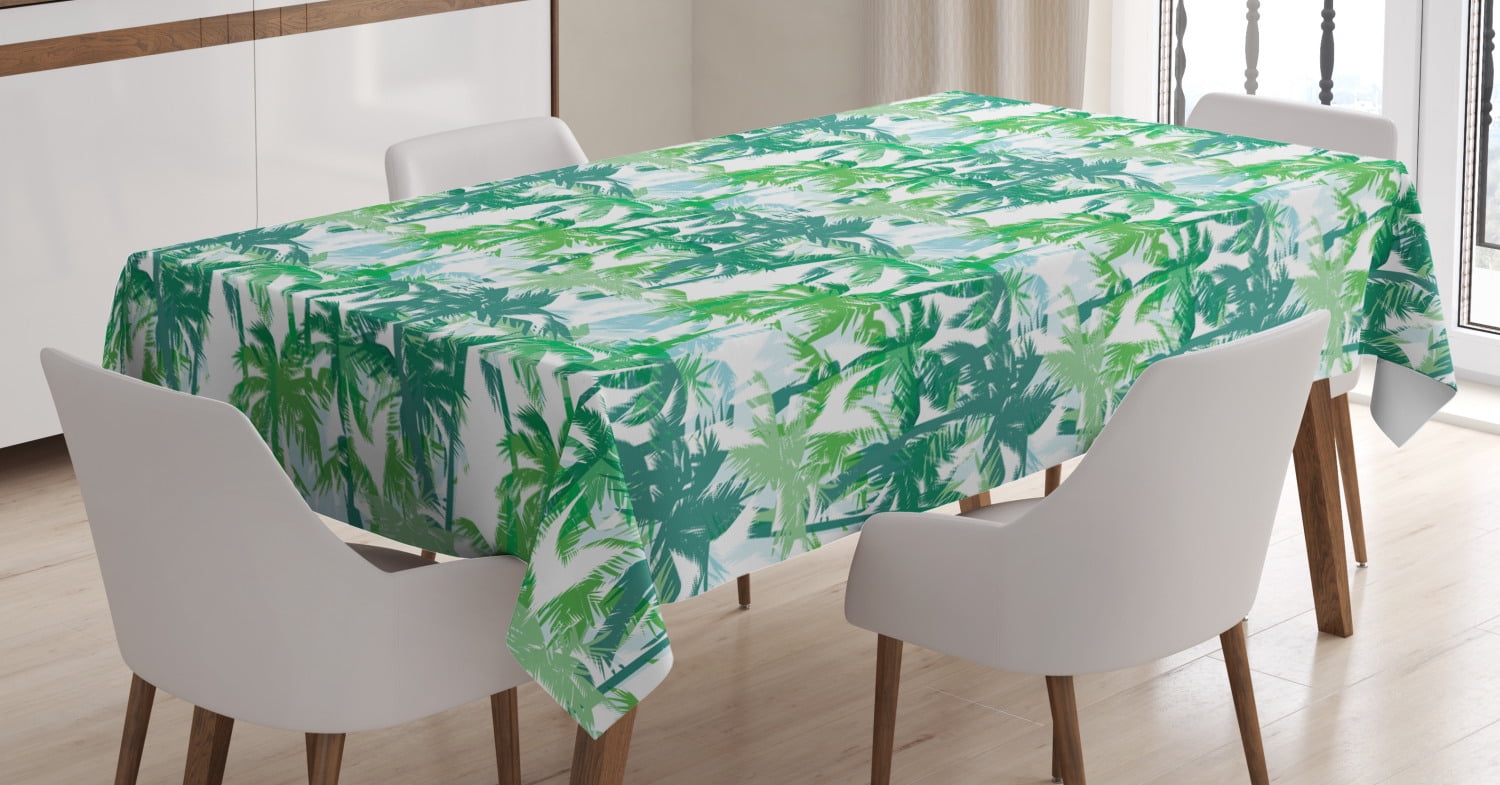 Ambesonne Palm Leaf Tablecloth Rectangular Table Cover, Exotic Fantasy ...