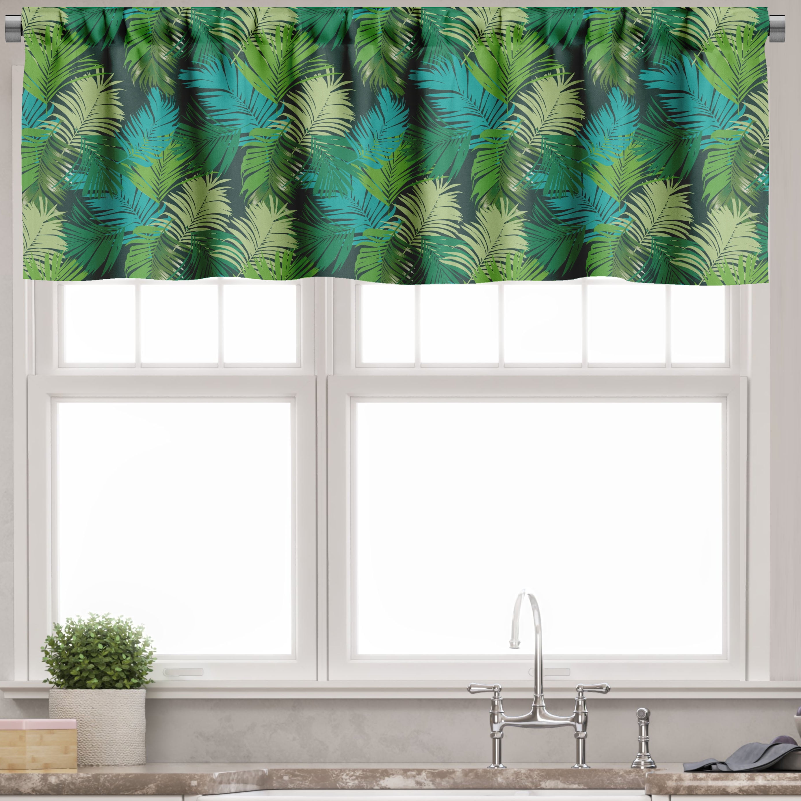 Ambesonne Palm Leaf Window Valance Tropical Jungle Motifs 54 X 12