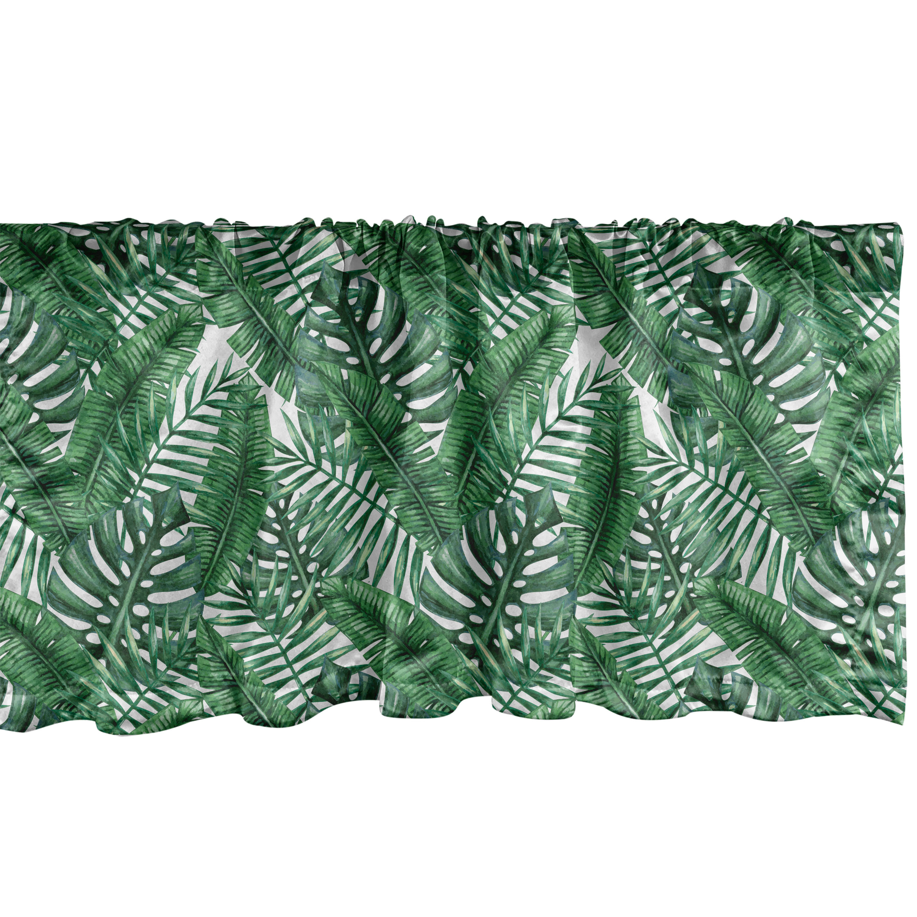 Ambesonne Palm Leaf Window Valance, Watercolor Jungle, 42" x 18 ...
