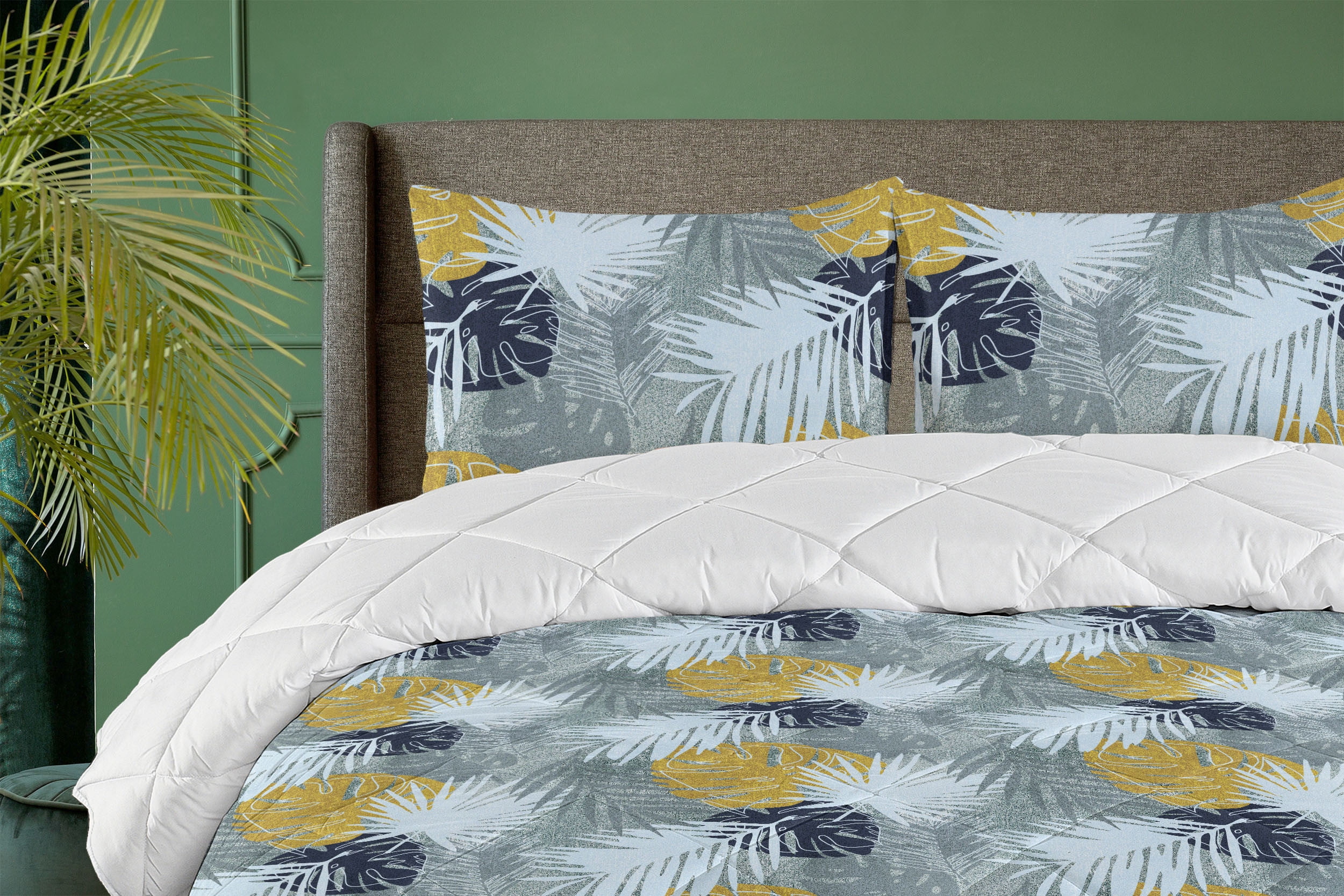 Ambesonne Palm Leaves Down Alternative Quilt Comforter, Aloha Hawaii ...