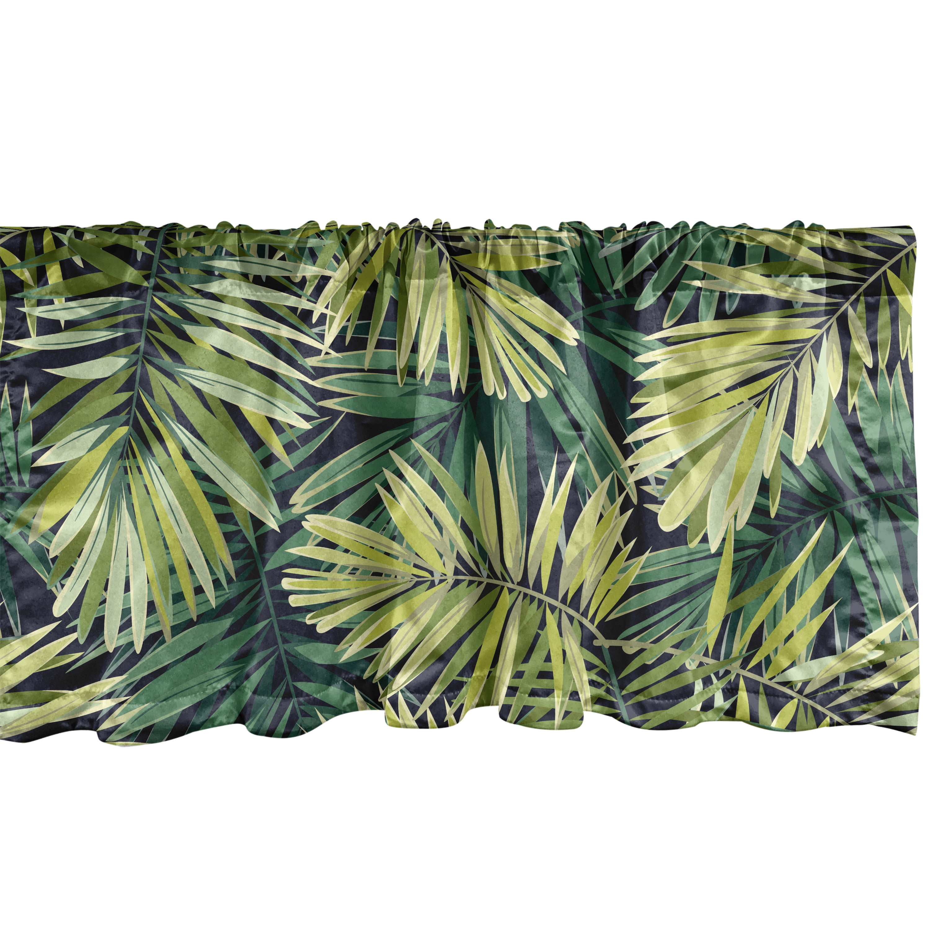 Ambesonne Palm Leaves Window Valance with Rod Pocket, Tropical Greenery ...