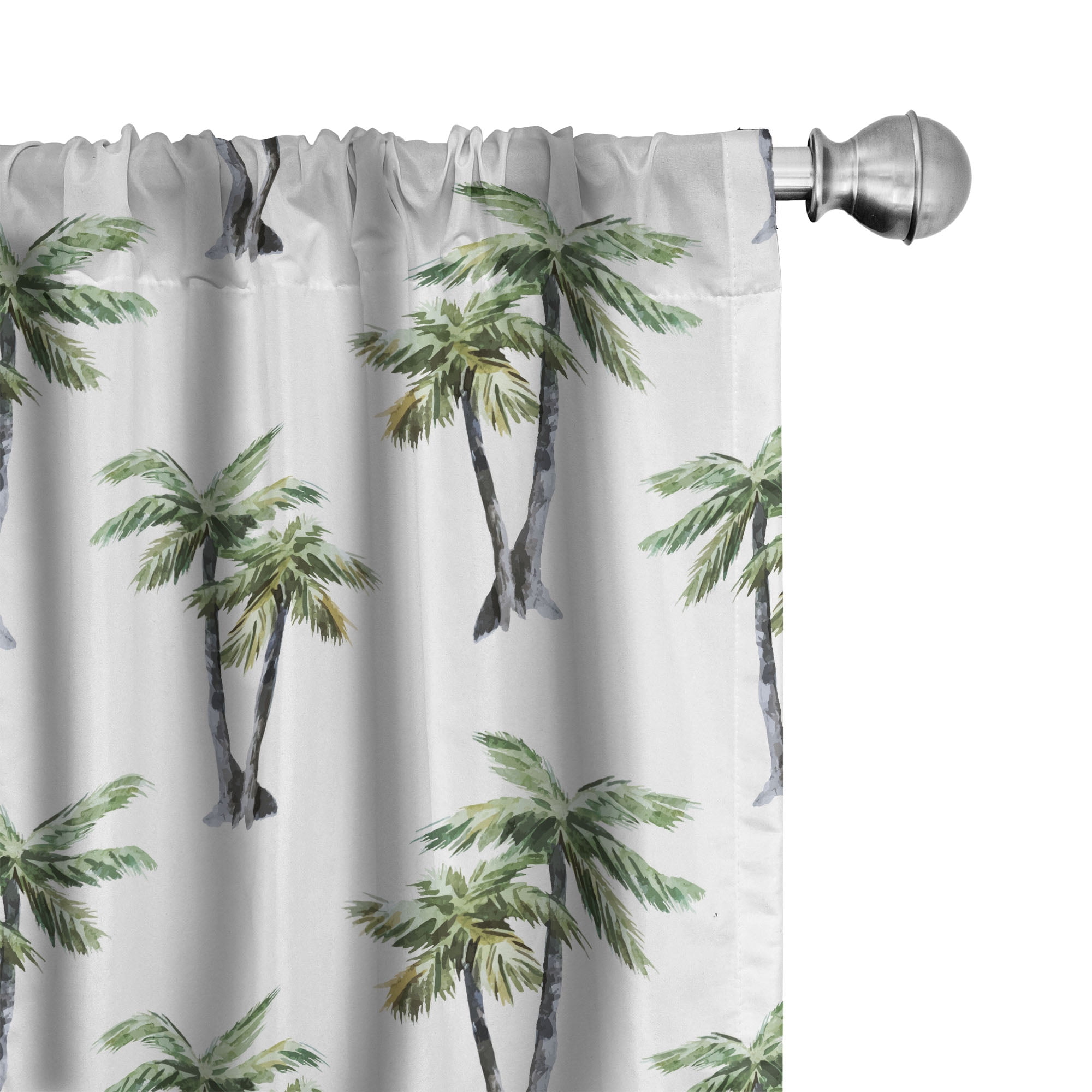 Ambesonne Palm Tree Curtains, Watercolor Trees Art, Pair of 28"x95 ...