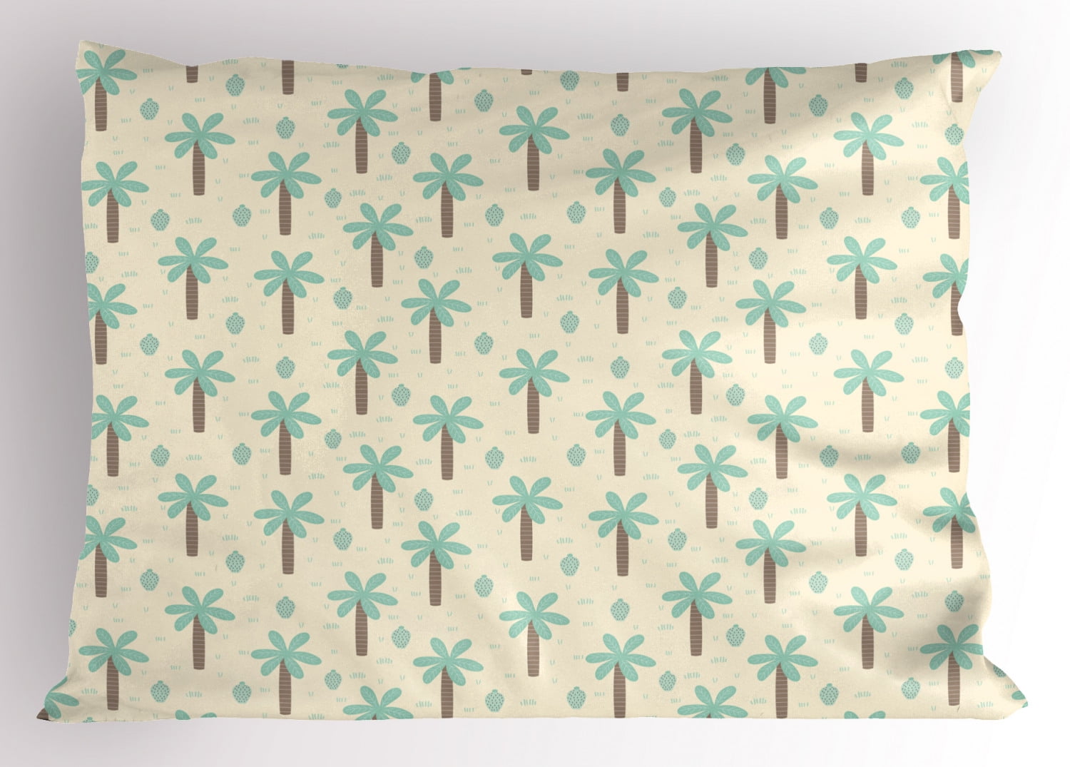 Ambesonne Palm Tree Pillow Sham, Cartoon Forest Cactus, 26" X 20 ...