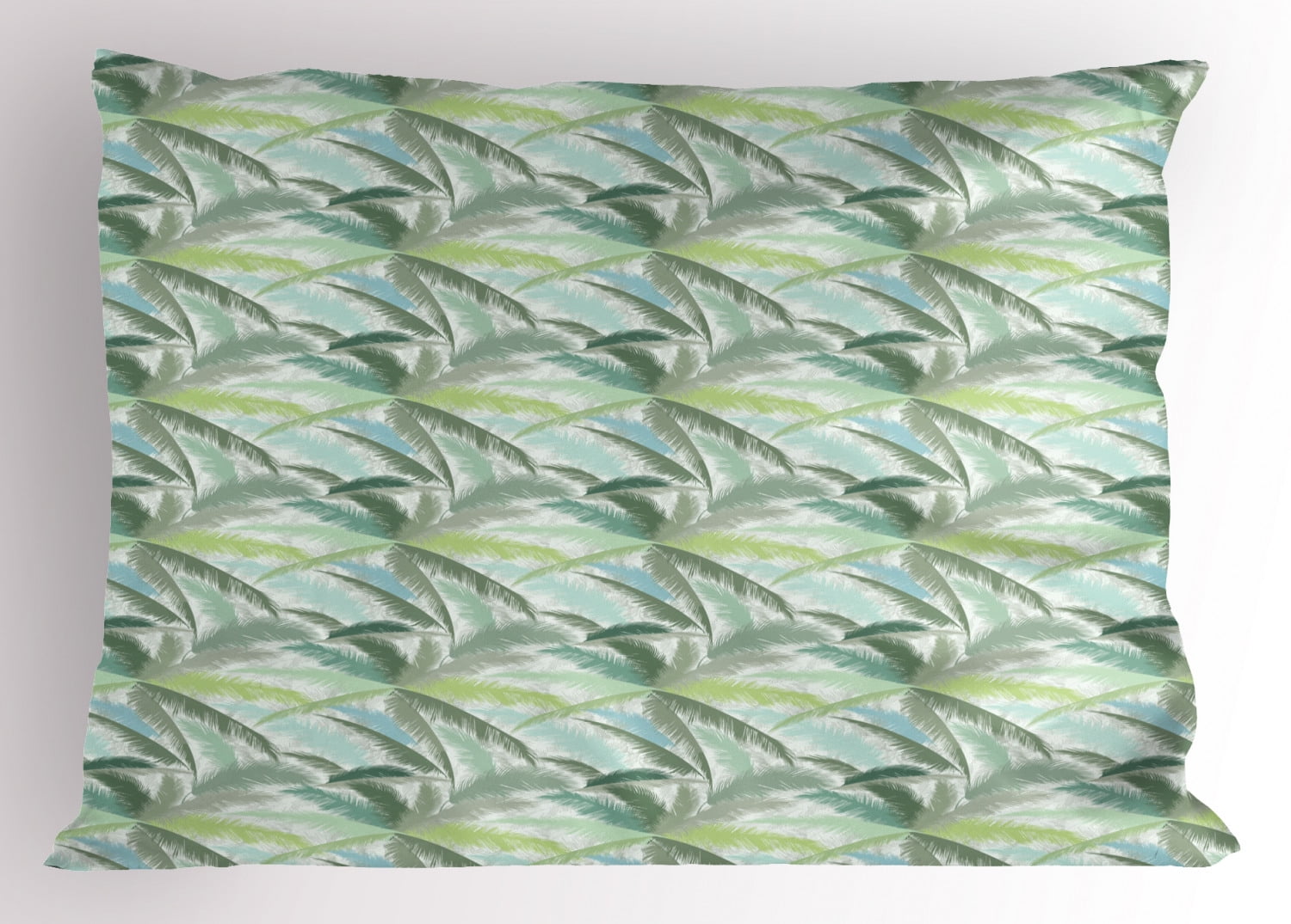 Ambesonne Palm Tree Pillow Sham, Leafy Green Branches, 26" X 20 ...