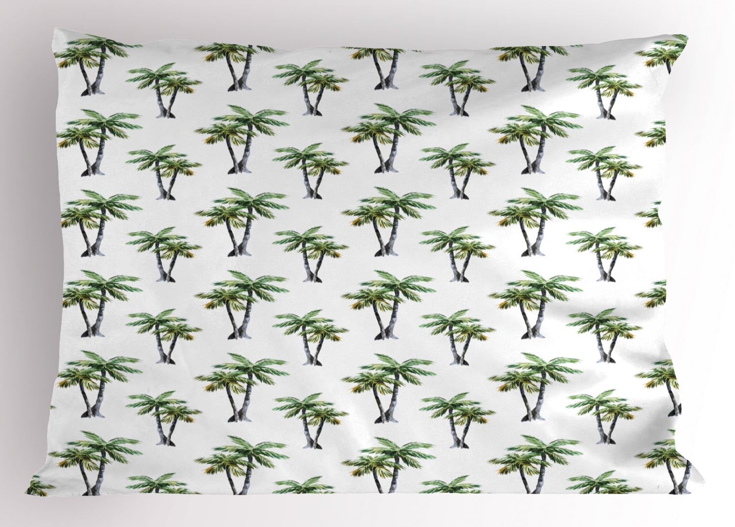 Ambesonne Palm Tree Pillow Sham, Watercolor Trees Art, 26" X 20", Grey ...