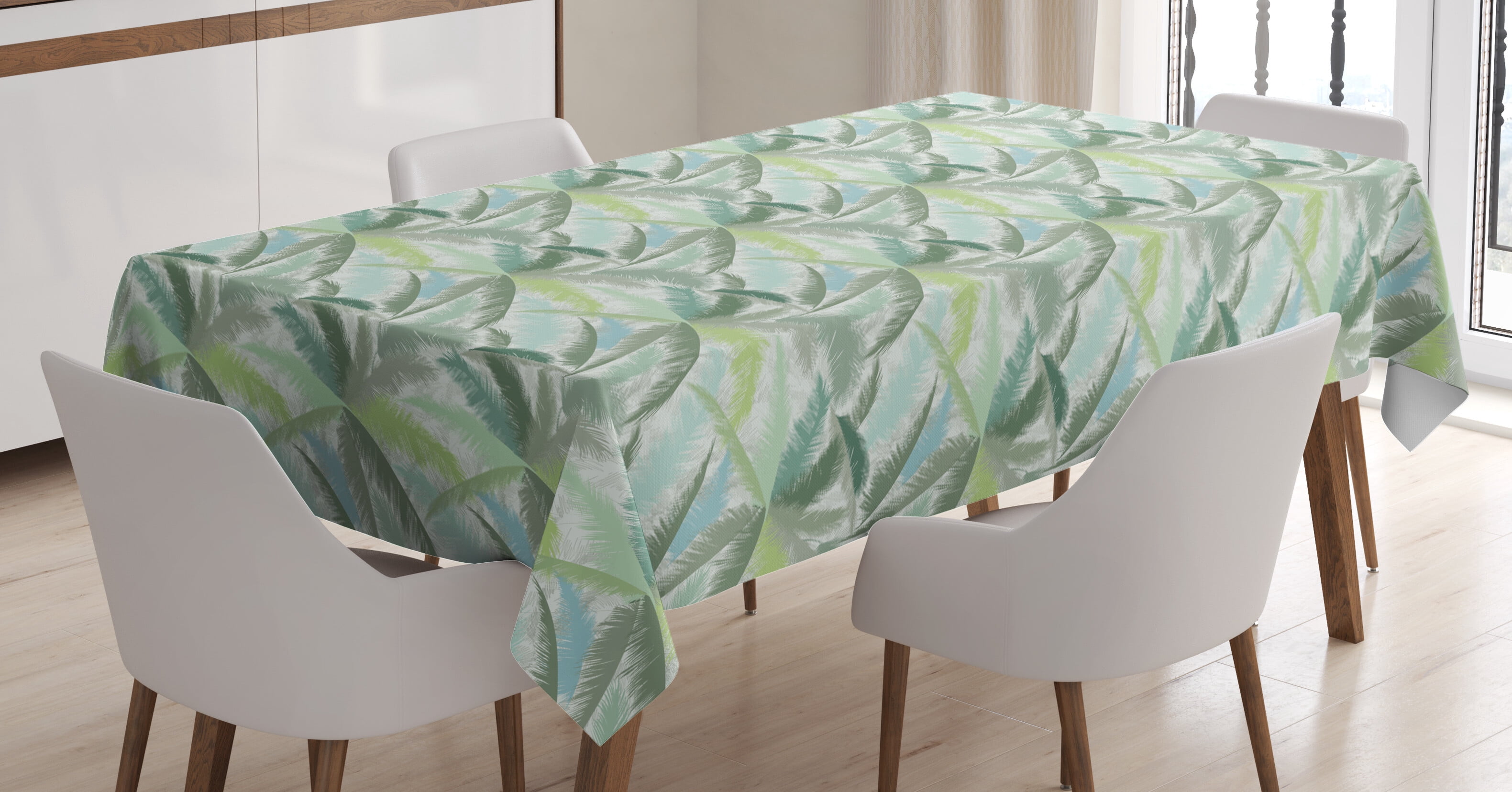 Ambesonne Palm Tree Tablecloth Rectangular Table Cover, Leafy Green ...