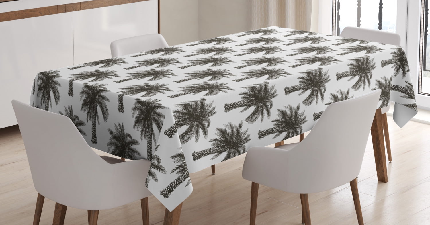 Ambesonne Palm Tree Tablecloth Rectangular Table Cover, Retro Growth ...