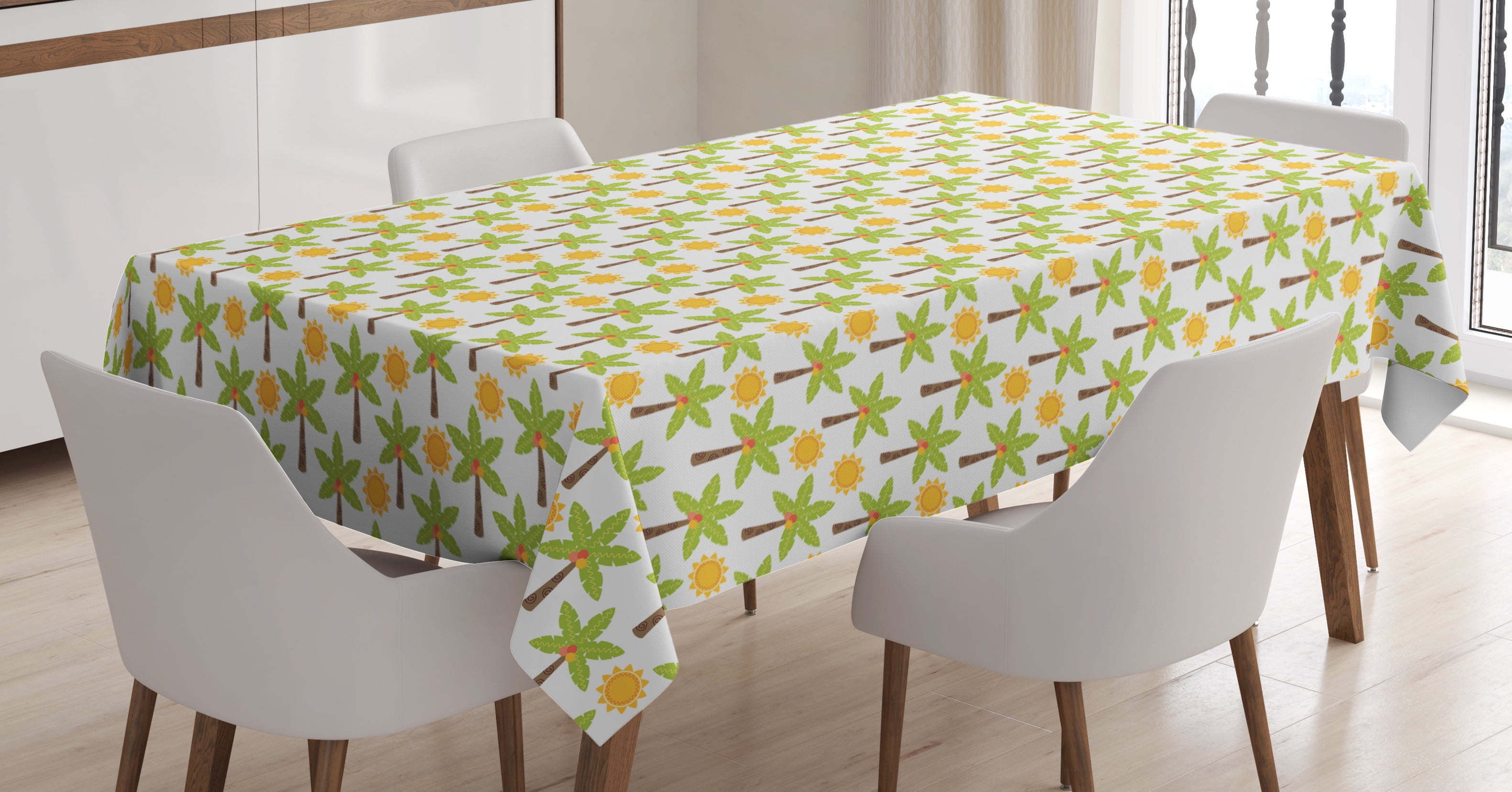 Ambesonne Palm Tree Tablecloth Rectangular Table Cover, Tropical Nature ...
