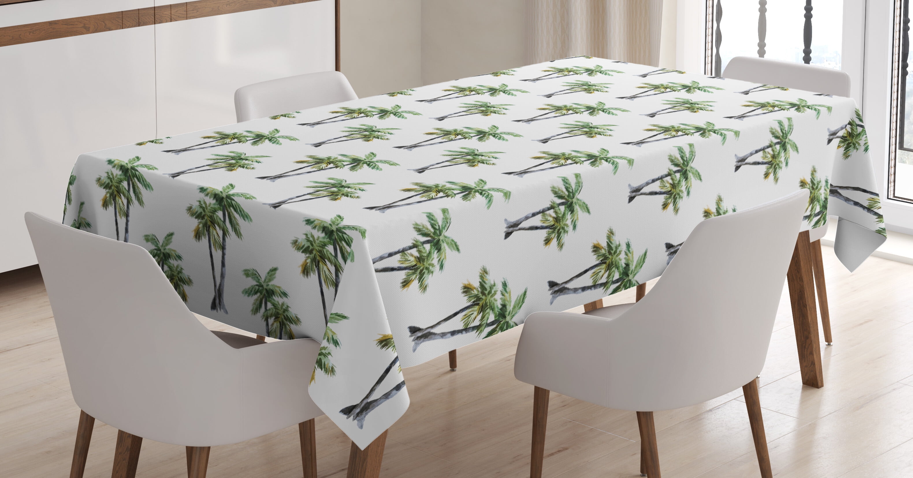 Ambesonne Palm Tree Tablecloth Rectangular Table Cover, Watercolor ...