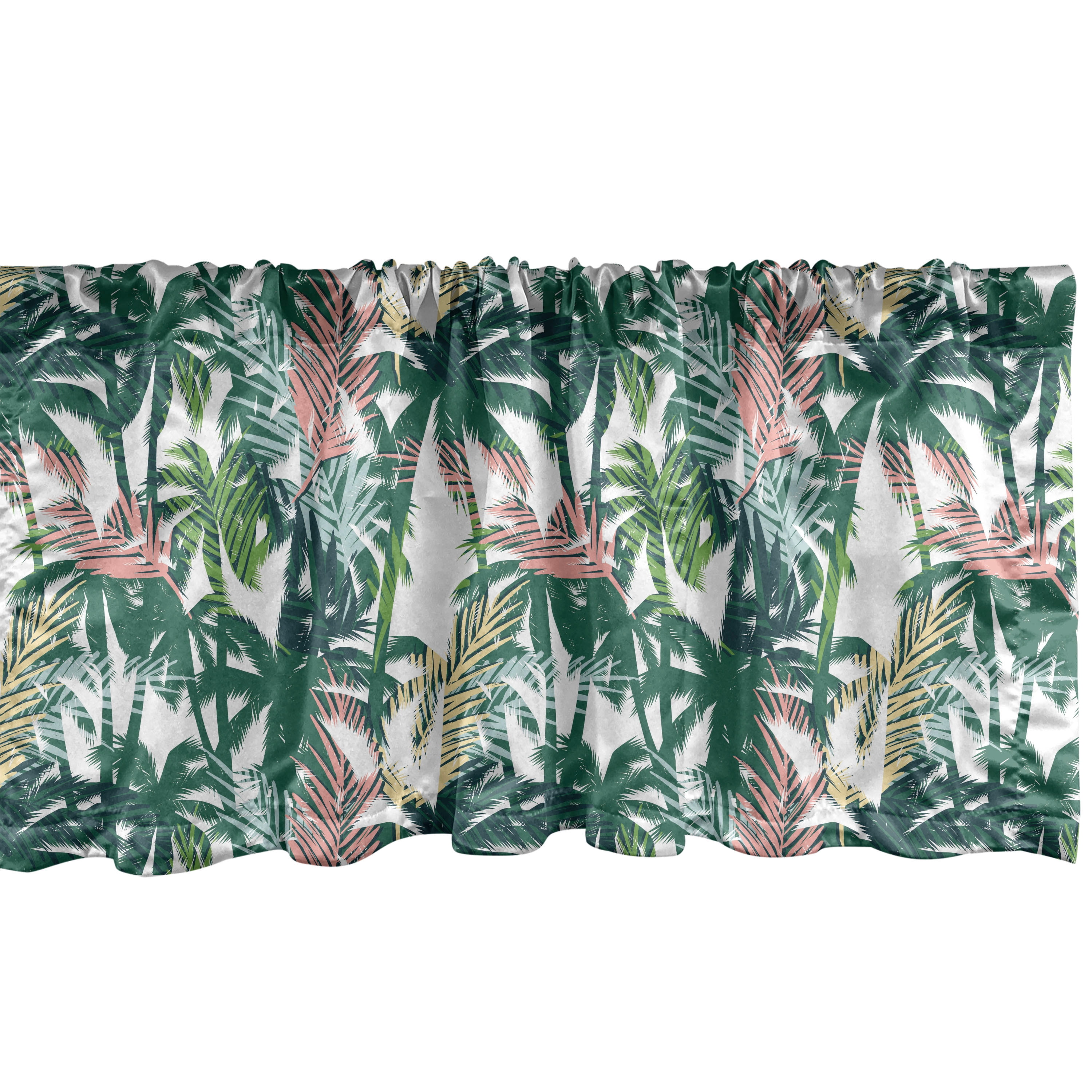 Ambesonne Palm Tree Window Valance, Dreamy Jungle Foliage, 54" X 18 ...