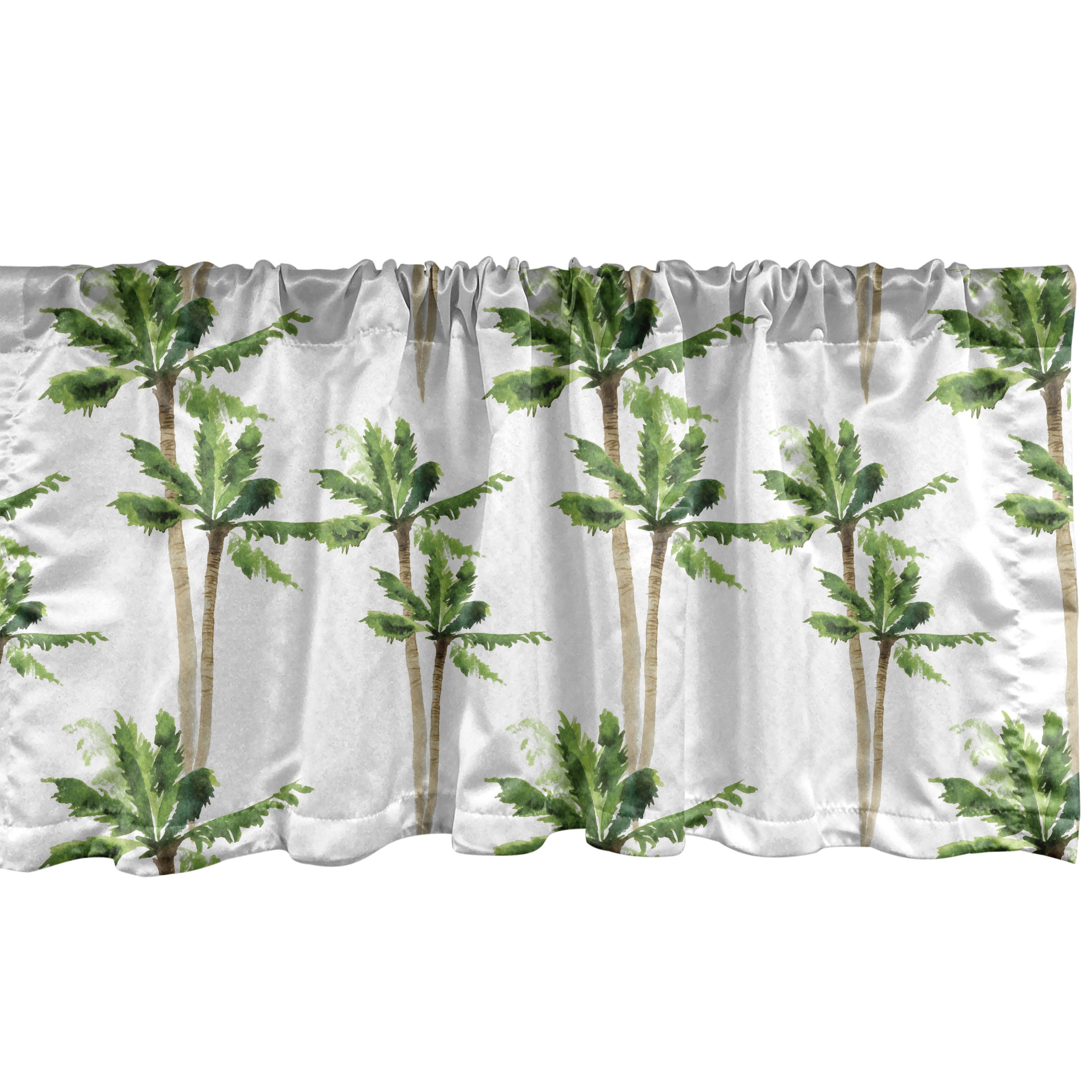 Ambesonne Palm Tree Window Valance, Forest in Watercolors, 54" X 12 ...