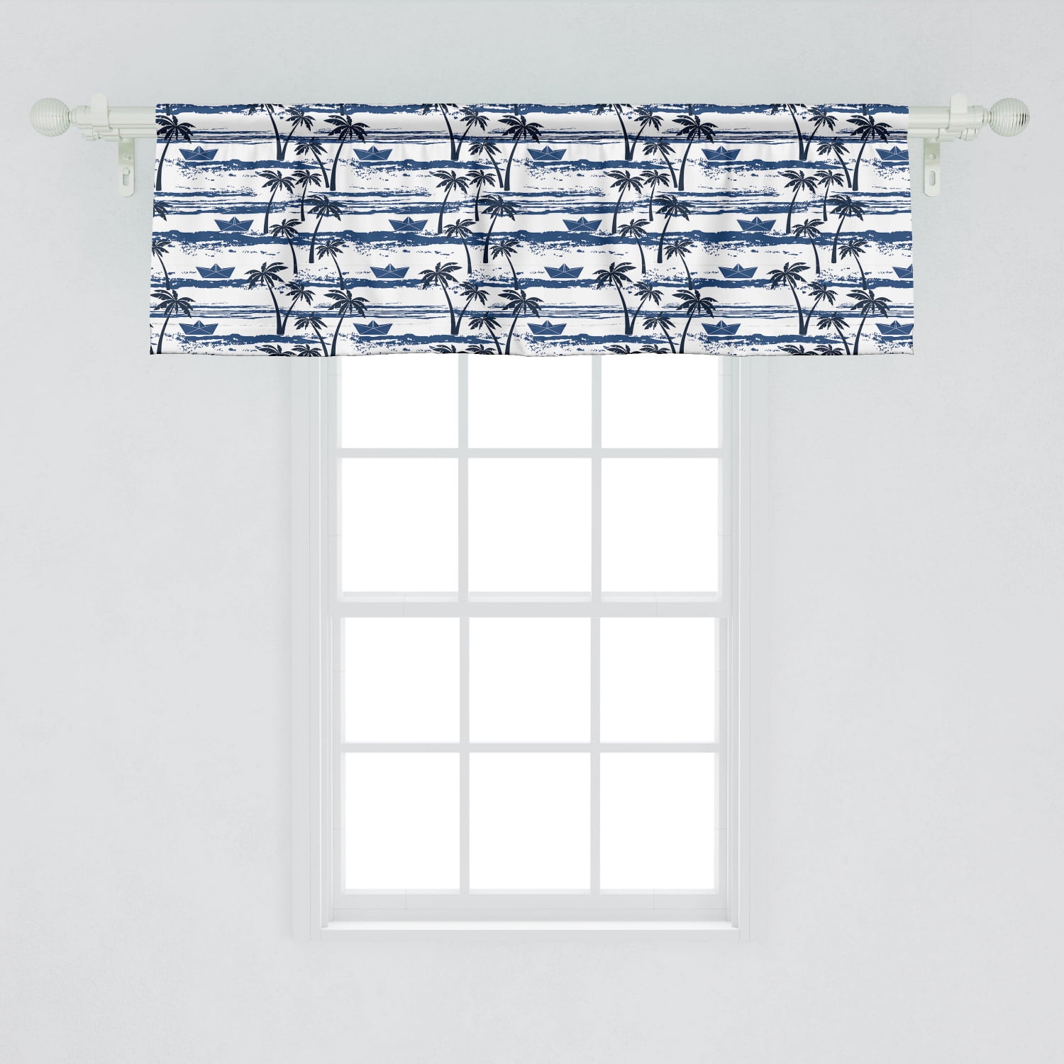 Ambesonne Palm Tree Window Valance, Hawaiian Pattern with Paper Boats ...