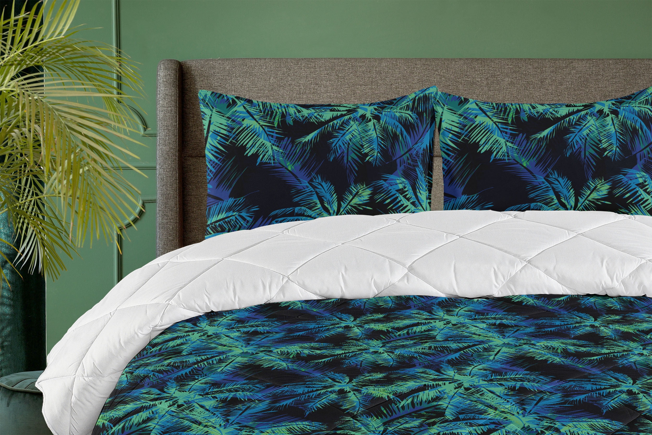 Ambesonne Palm Trees Down Alternative Quilt Comforter, Psychedelic ...