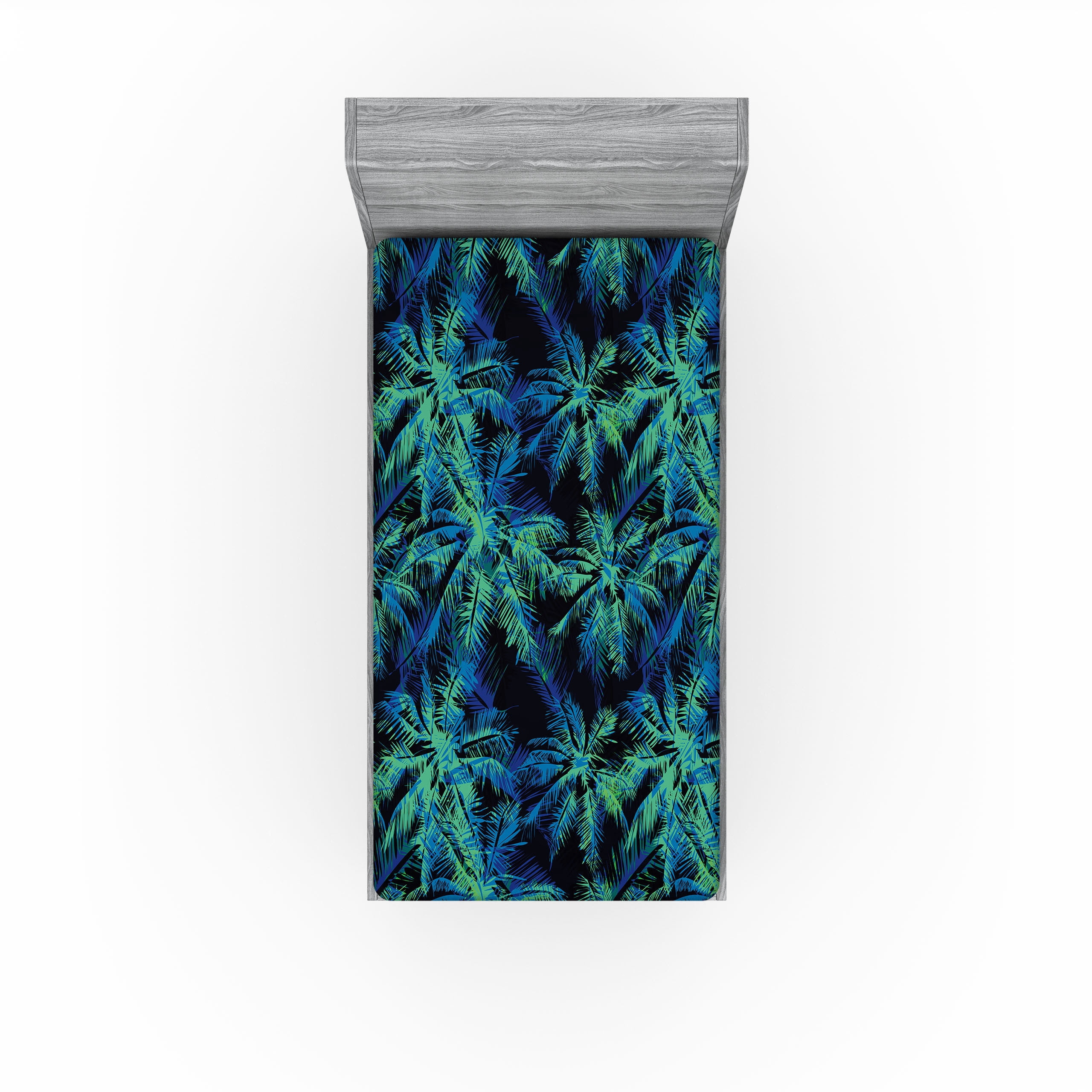 Ambesonne Palm Trees Fitted Sheet, Psychedelic Trippy Woods, Twin XL ...