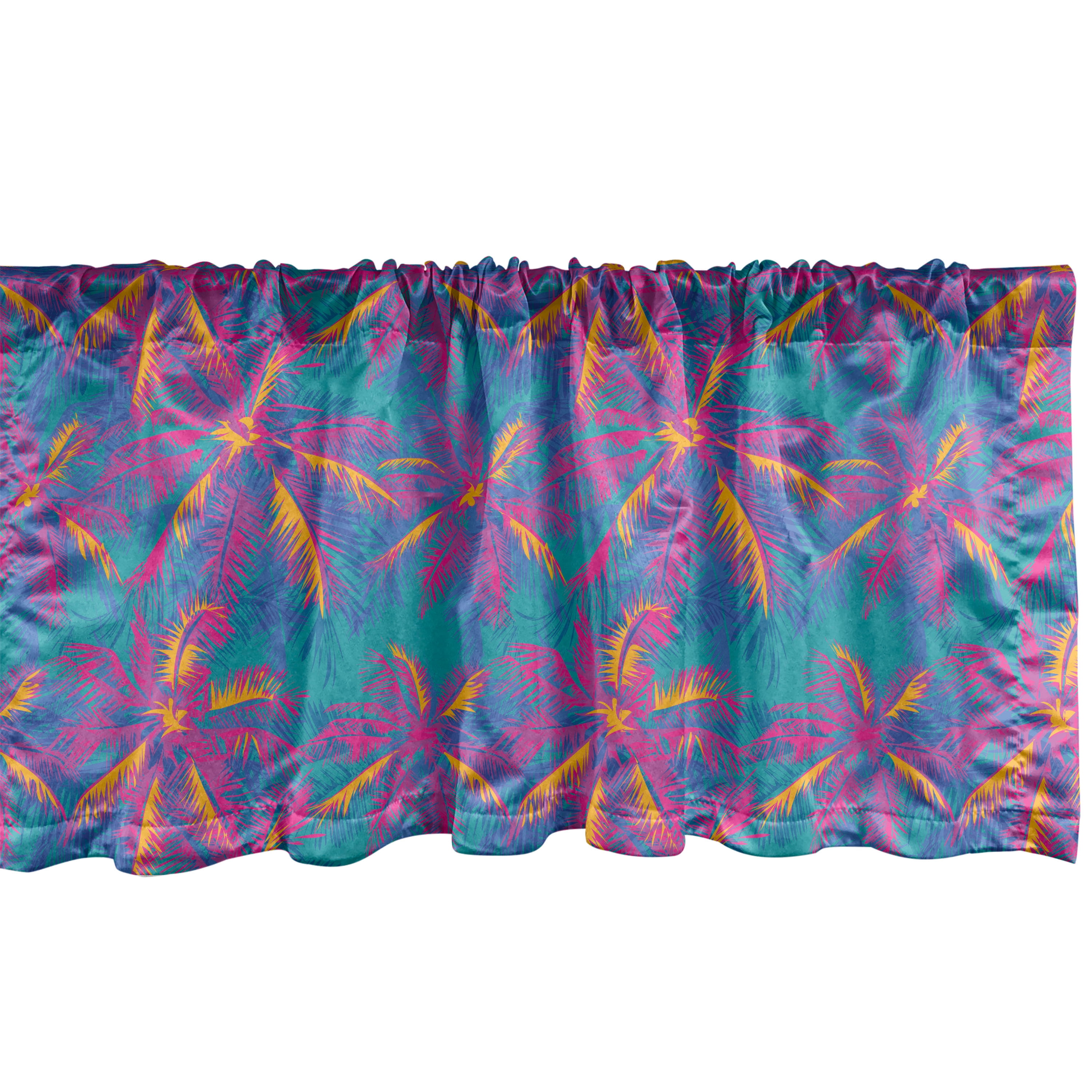 Ambesonne Palm Window Valance, Vibrant Summer Party Trees Art, 54" X 18 ...