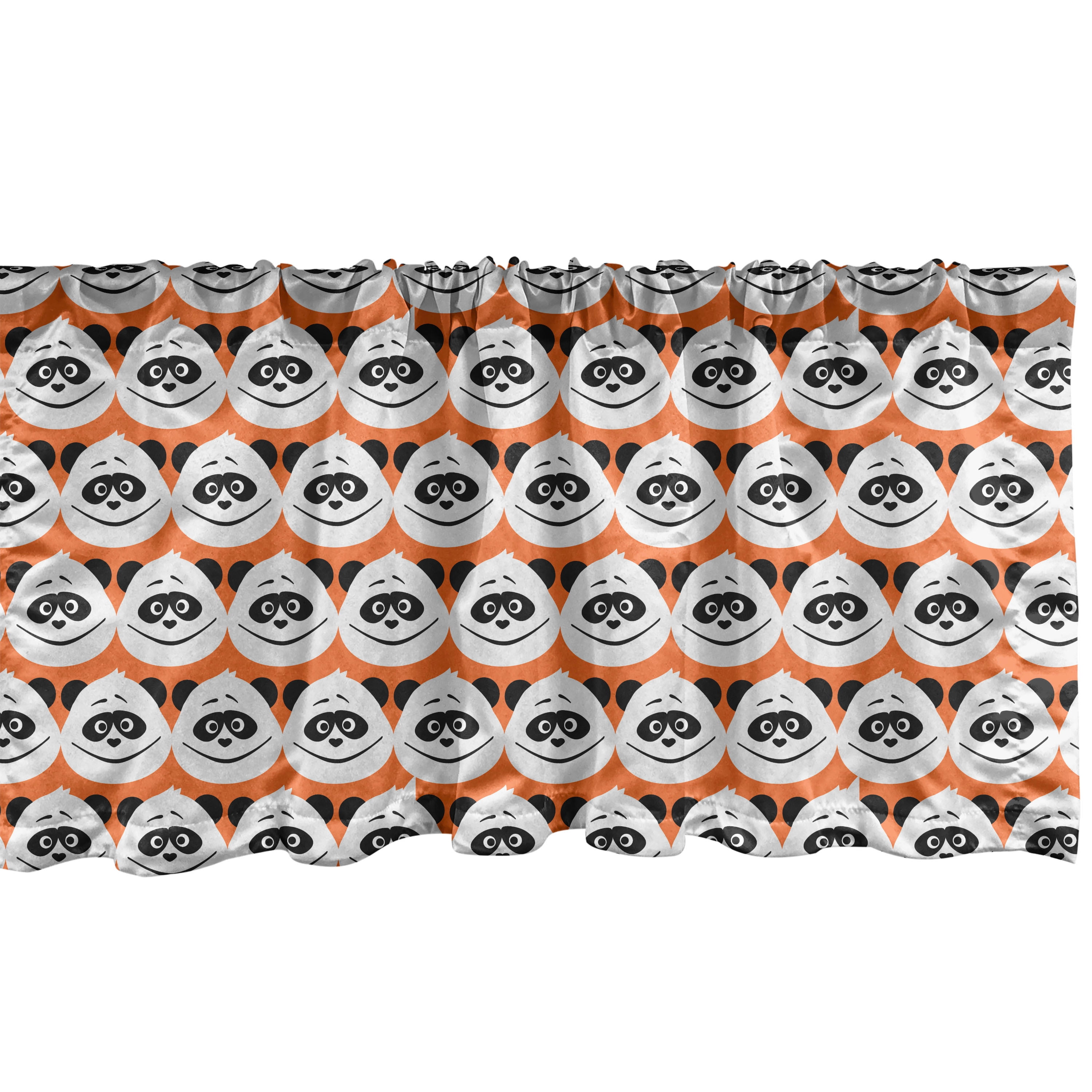 Ambesonne Panda Bear Window Valance, Monochrome Bears Graphic, 42" x 12 ...