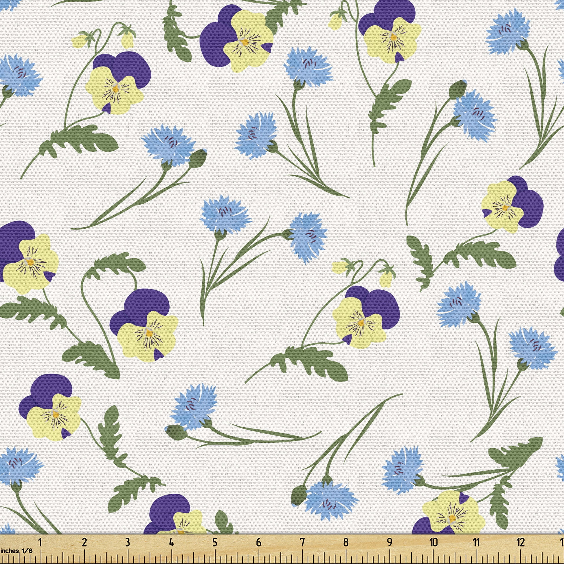 Ambesonne Pansy Fabric by the Yard Upholstery, Flourishing Cornflower ...