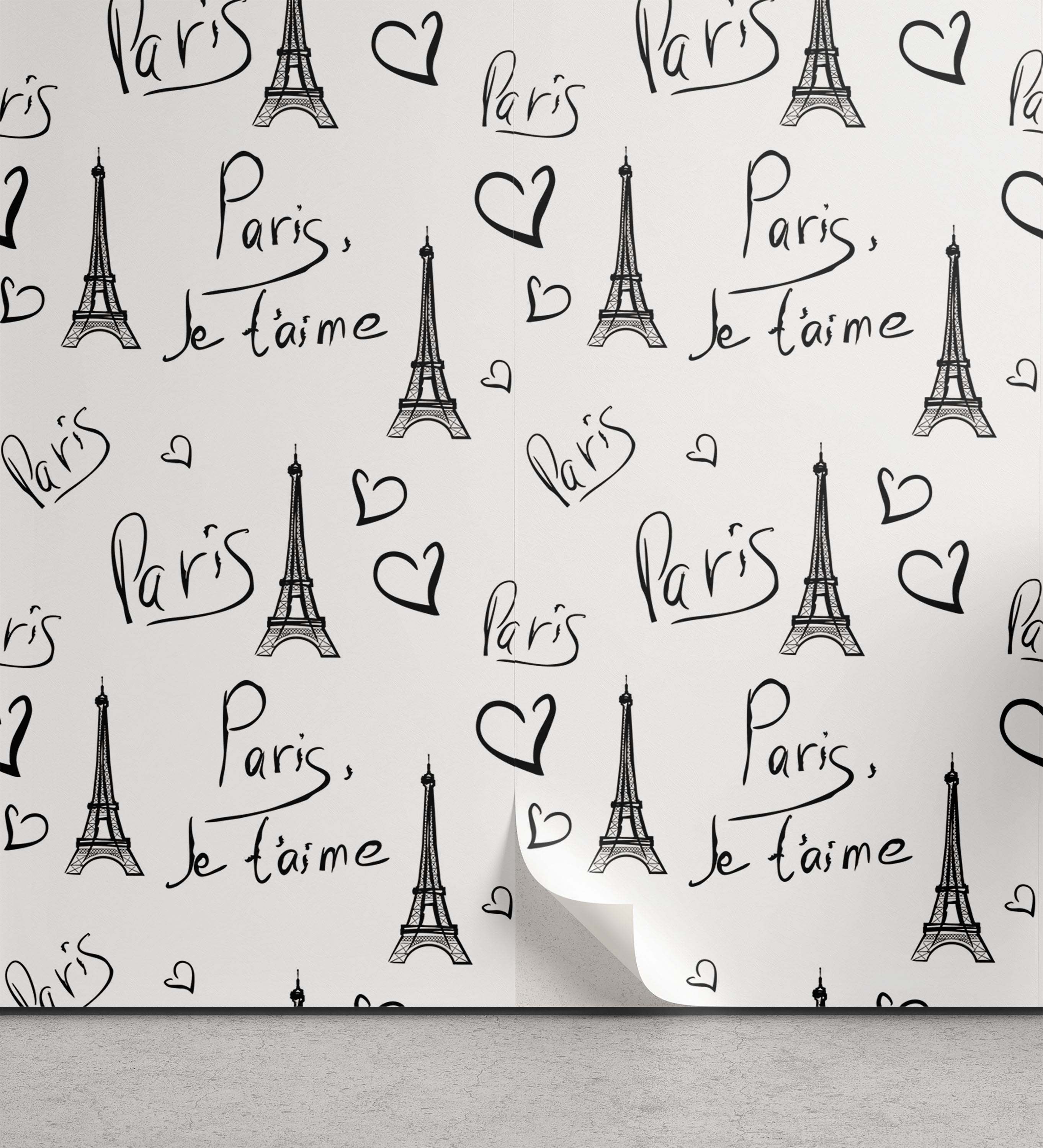 Ambesonne Paris Peel & Stick Wallpaper for Home, Eiffel Je T'aime ...