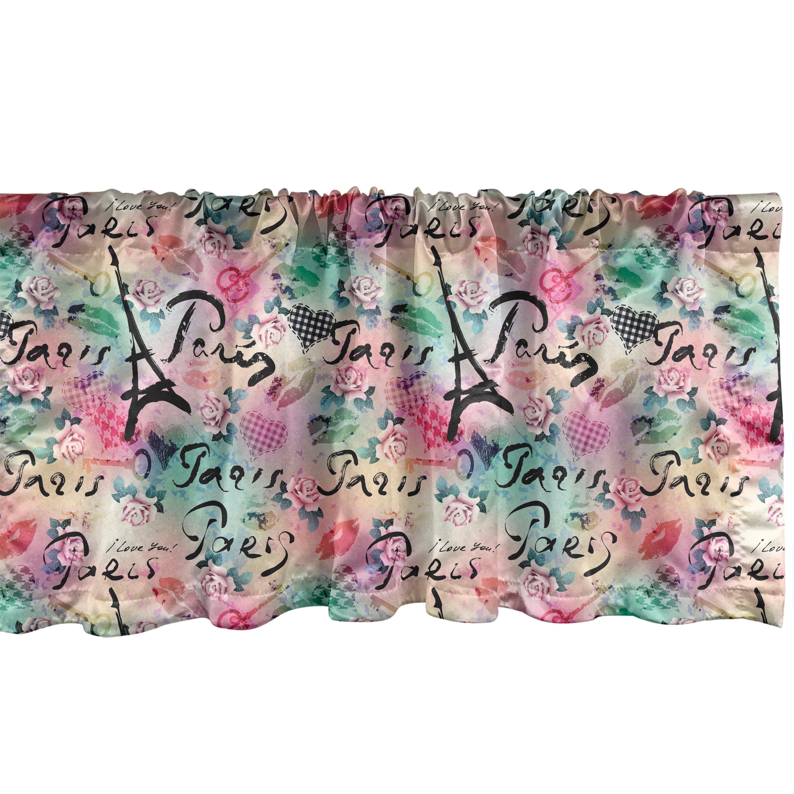 Ambesonne Paris Window Valance, Rose Flowers Romantic, 54" X 18", Pale ...