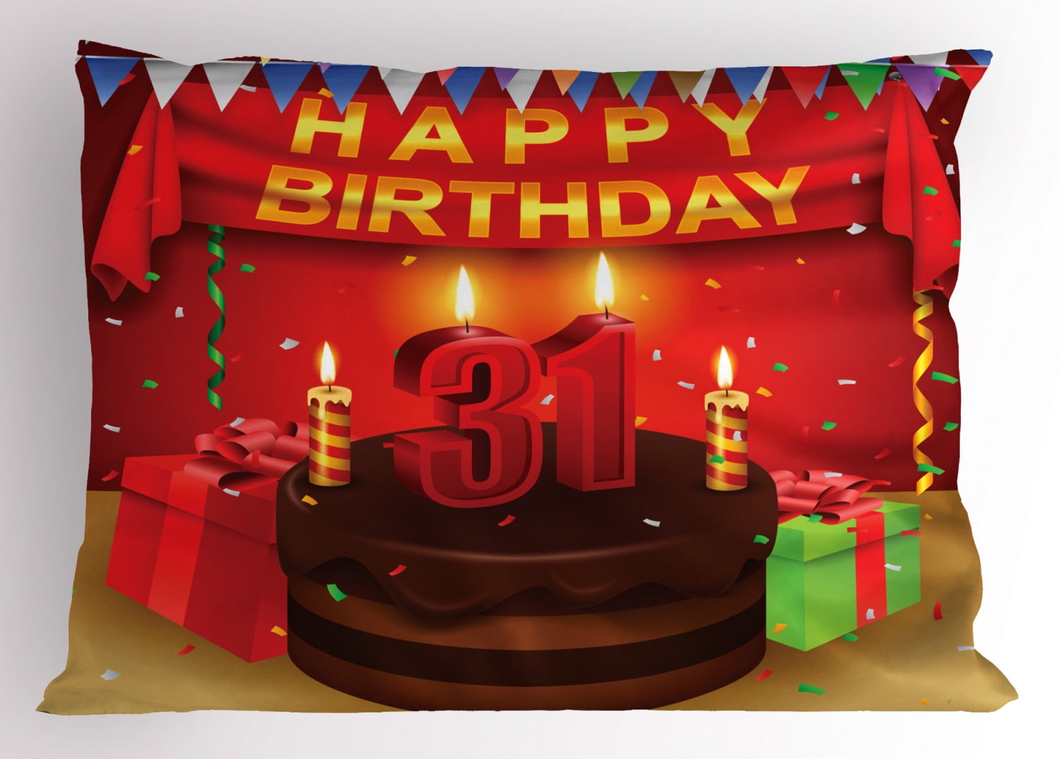 Ambesonne Party Pillow Sham, Cake Birthday, 26" X 20", Multicolor ...