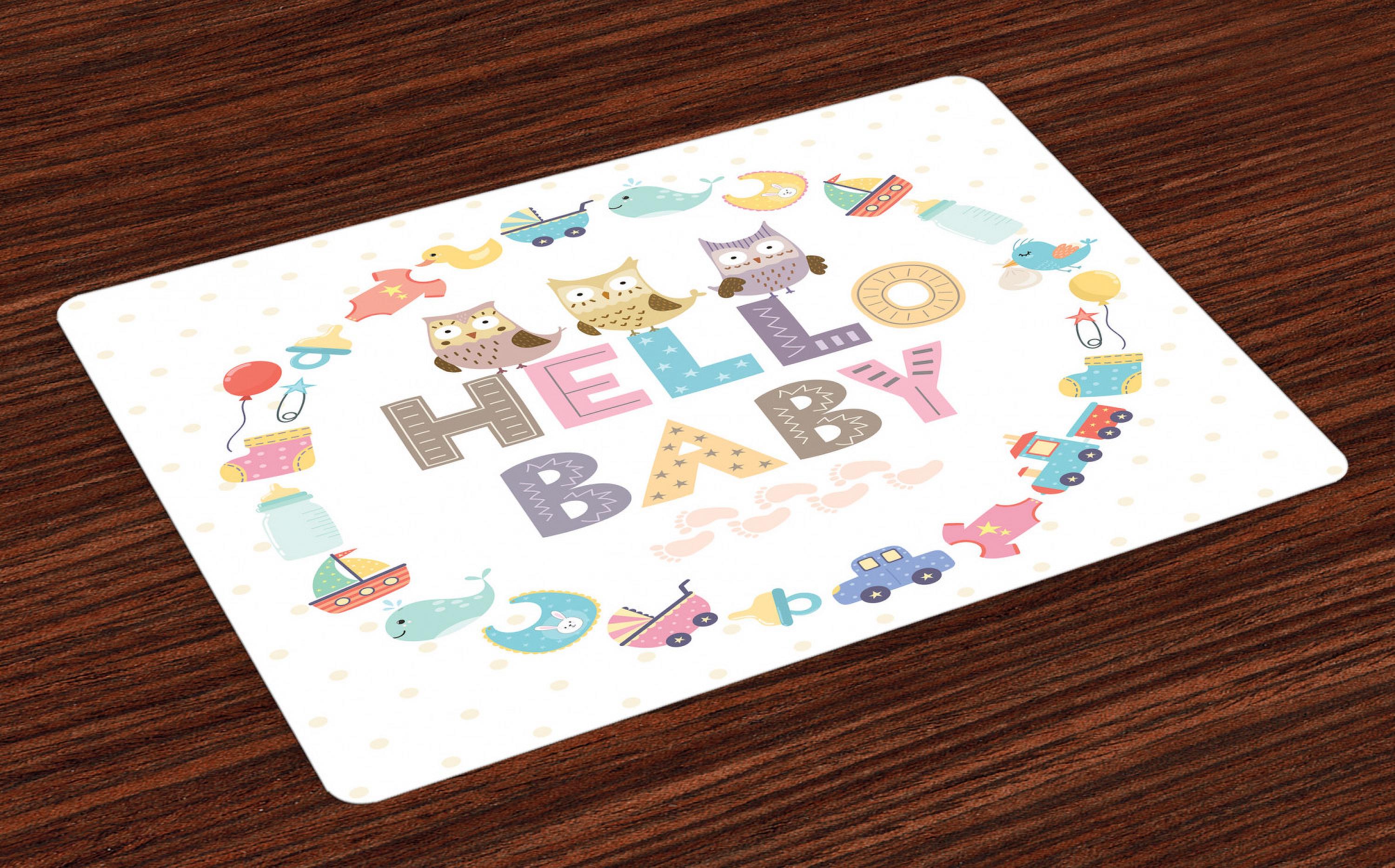 Ambesonne Party Place Mats Set of 4, Hello Owls Pastel Colorful ...