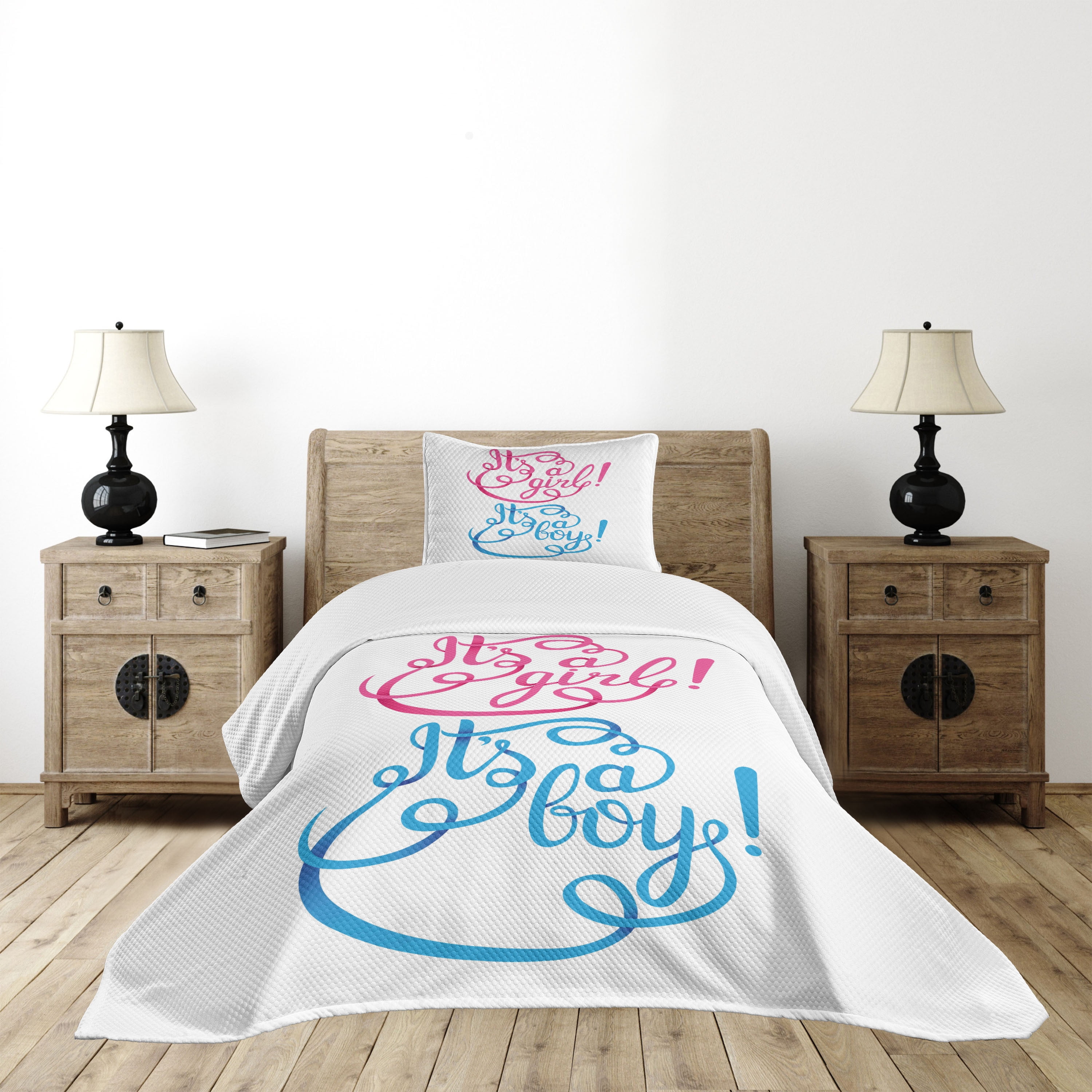 Ambesonne Party Quilted Bedspread Set 2 Pcs, Classical Calligraphy ...