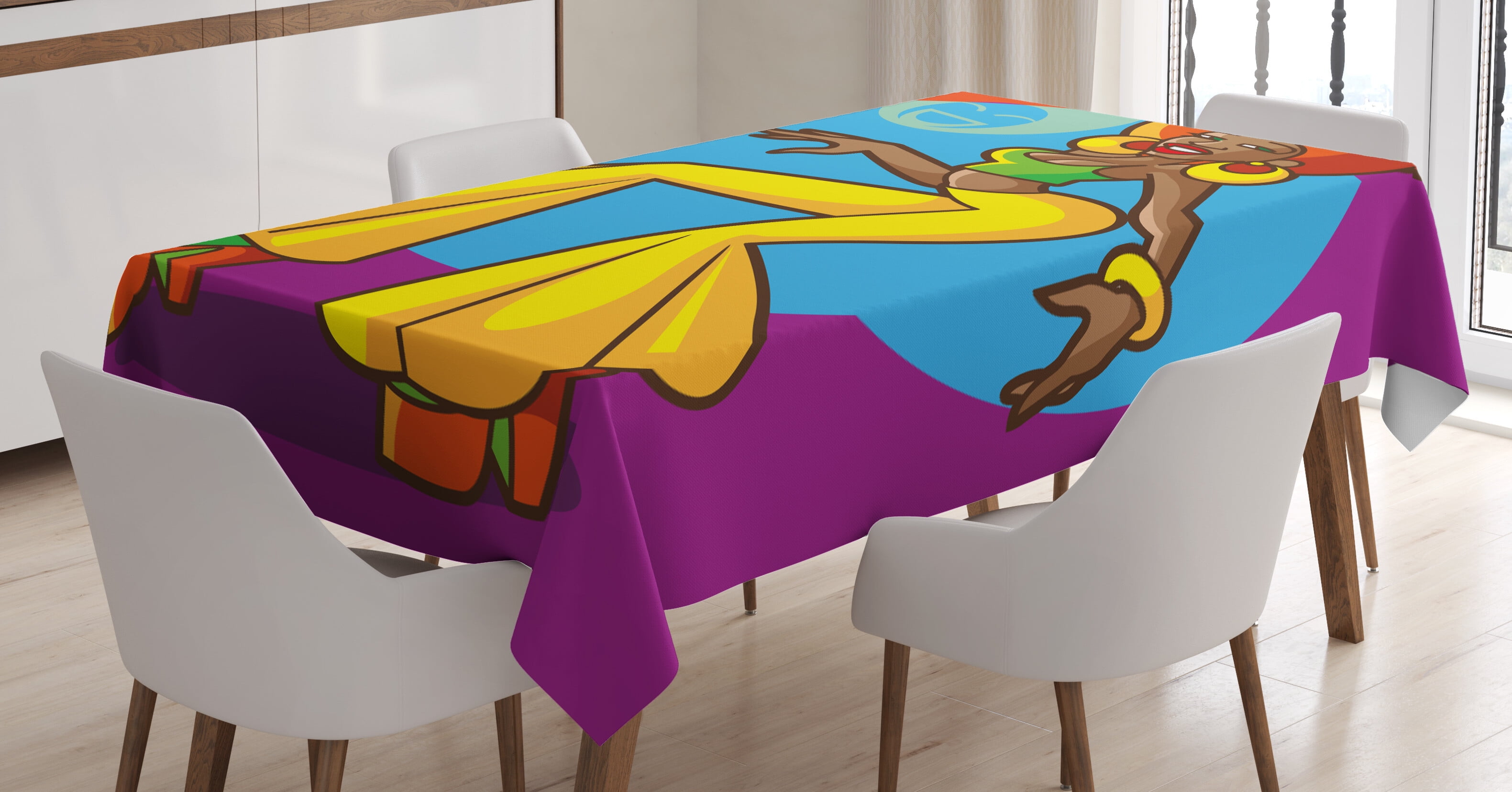 Ambesonne Party Tablecloth Rectangular Table Cover, Afro Disco Lady, 60 ...