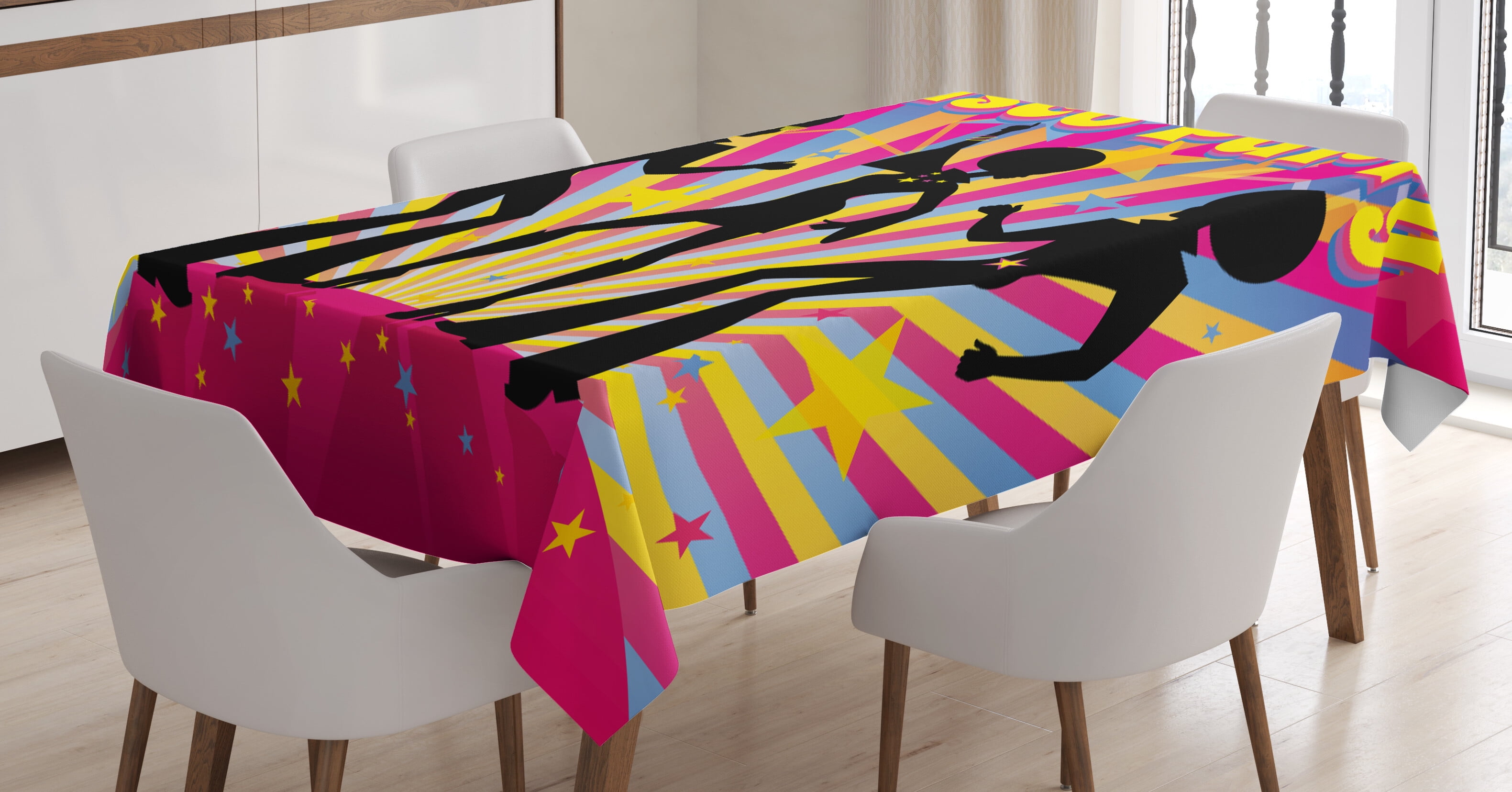 Ambesonne Party Tablecloth Rectangular Table Cover, Disco Dance Funky ...