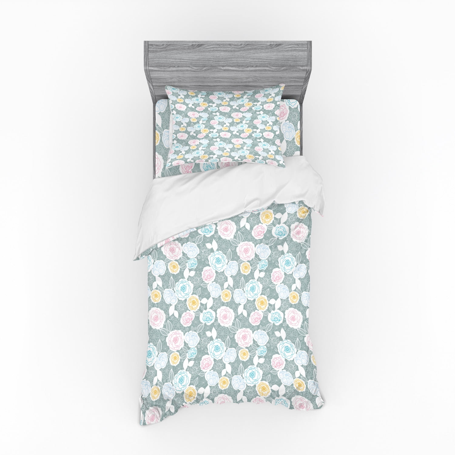 Ambesonne Pastel Bedding Set 3 Pcs, Ornate Spring Yard Theme, Twin XL ...