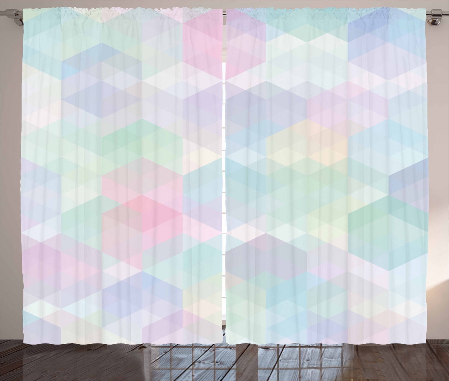 Ambesonne Pastel Curtains 2 Panel Set, Hexagonal Soft, 108" x 96 ...