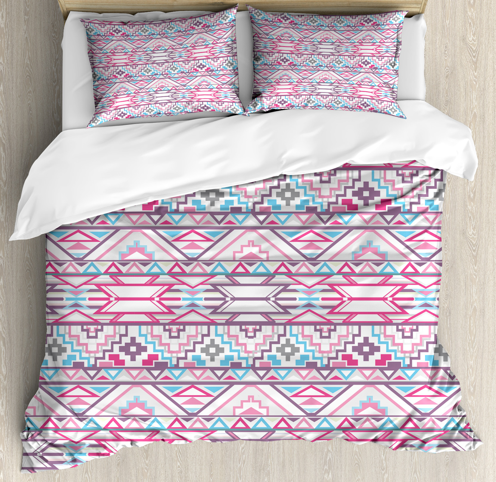Ambesonne Pastel Duvet Cover Sets, Aztec Inspired Ikat Seem, 2-Queen ...