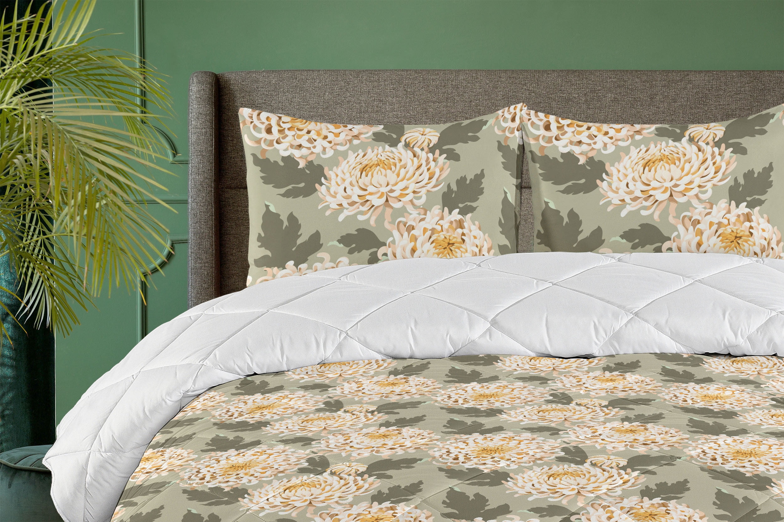 Ambesonne Pastel Floral Down Alternative Quilt Comforter, Chrysanthemum ...