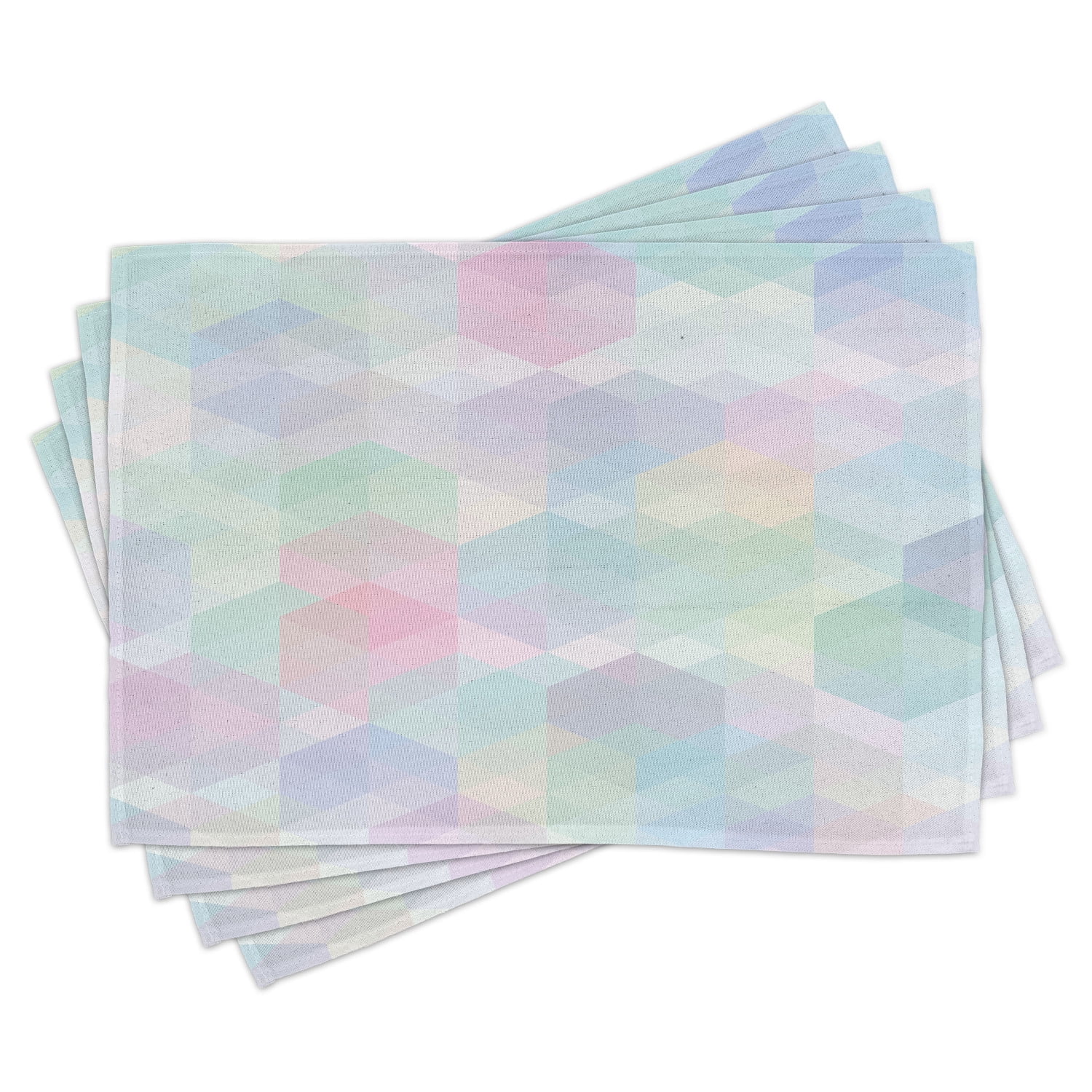 Ambesonne Pastel Place Mats Set of 4, Hexagonal Soft, Standard Size ...