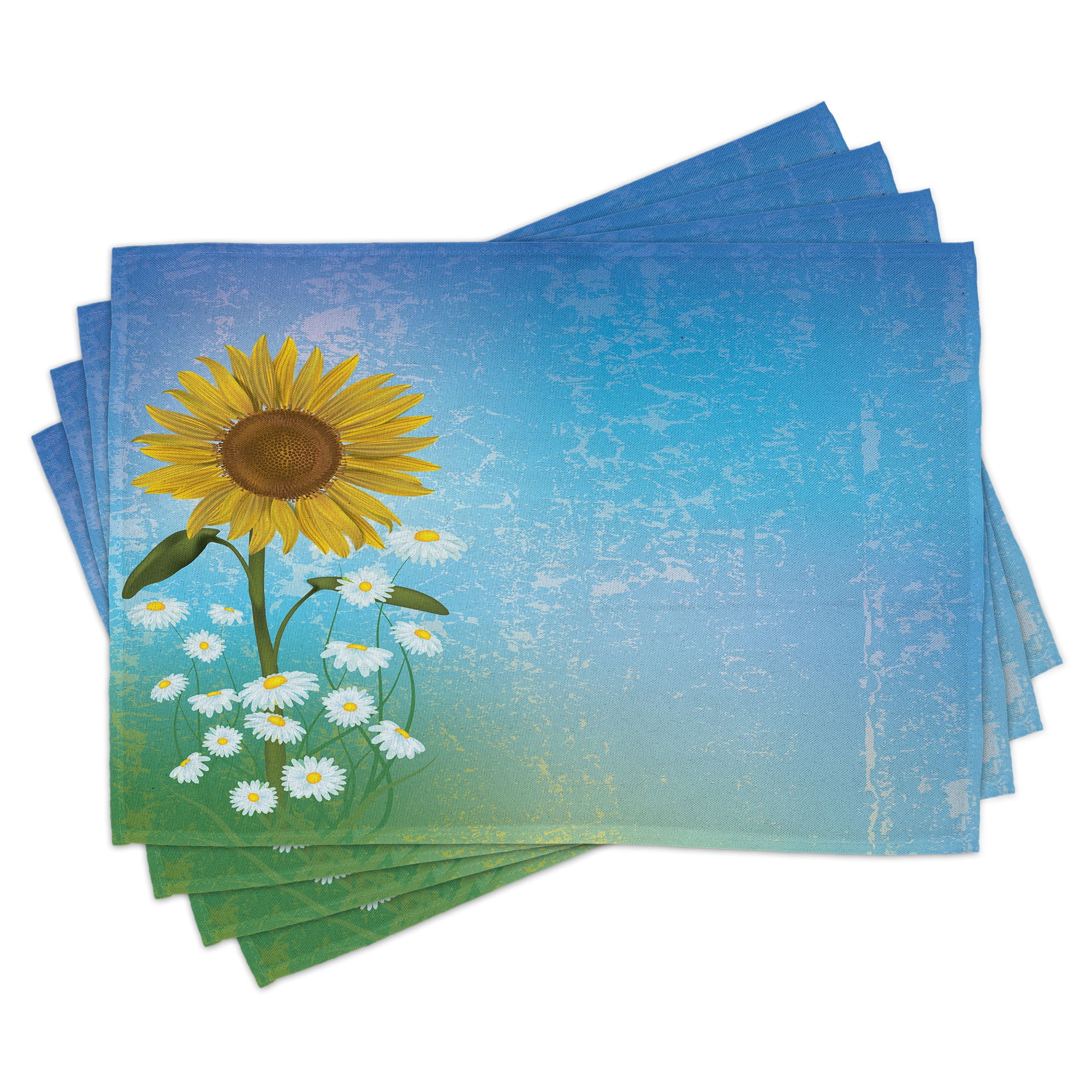 Ambesonne Pastel Place Mats Set of 4, Sunflowers Chamomiles, Standard ...