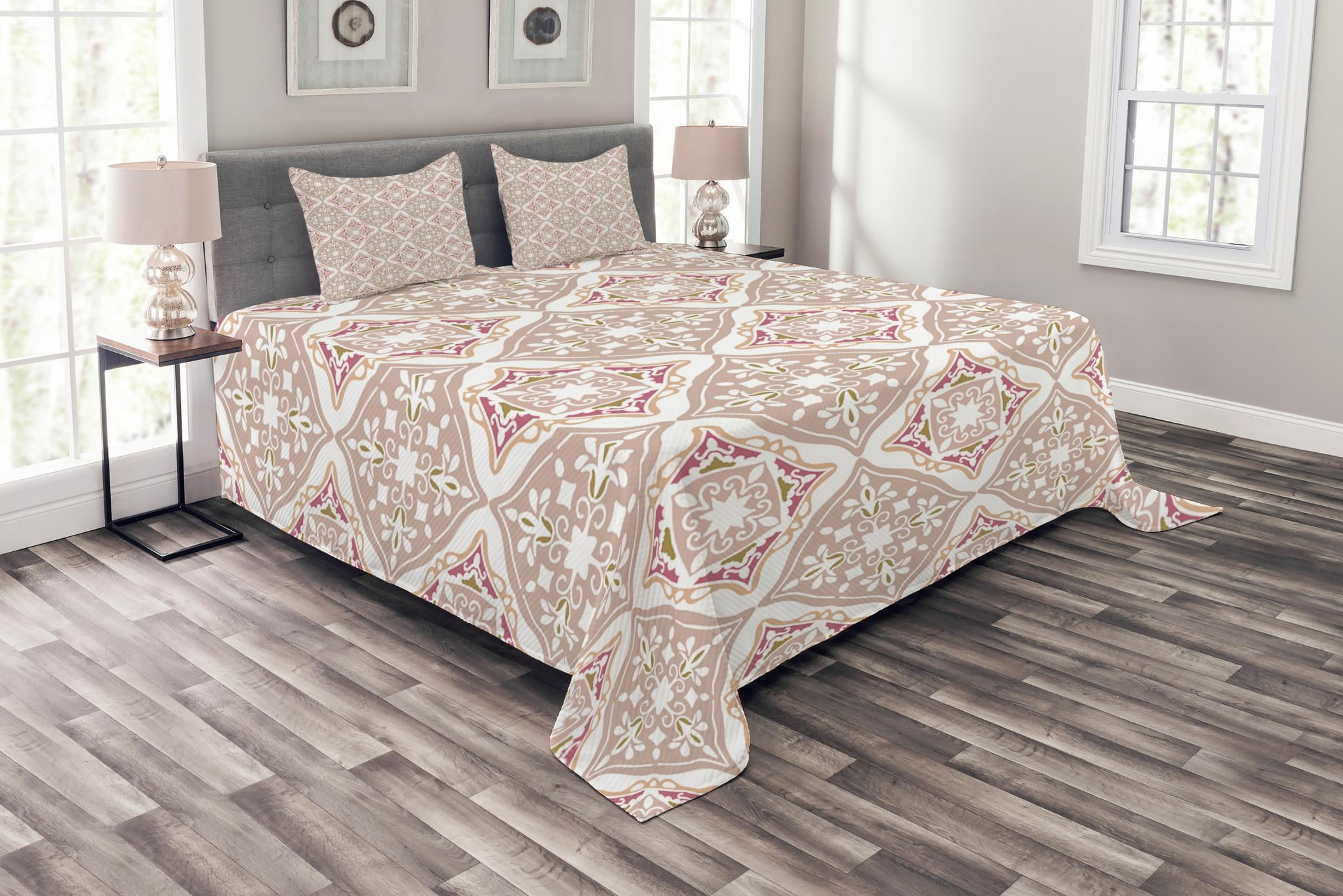 Ambesonne Pastel Quilted Bedspread Set 3 Pcs, Geometrical, Queen Size ...