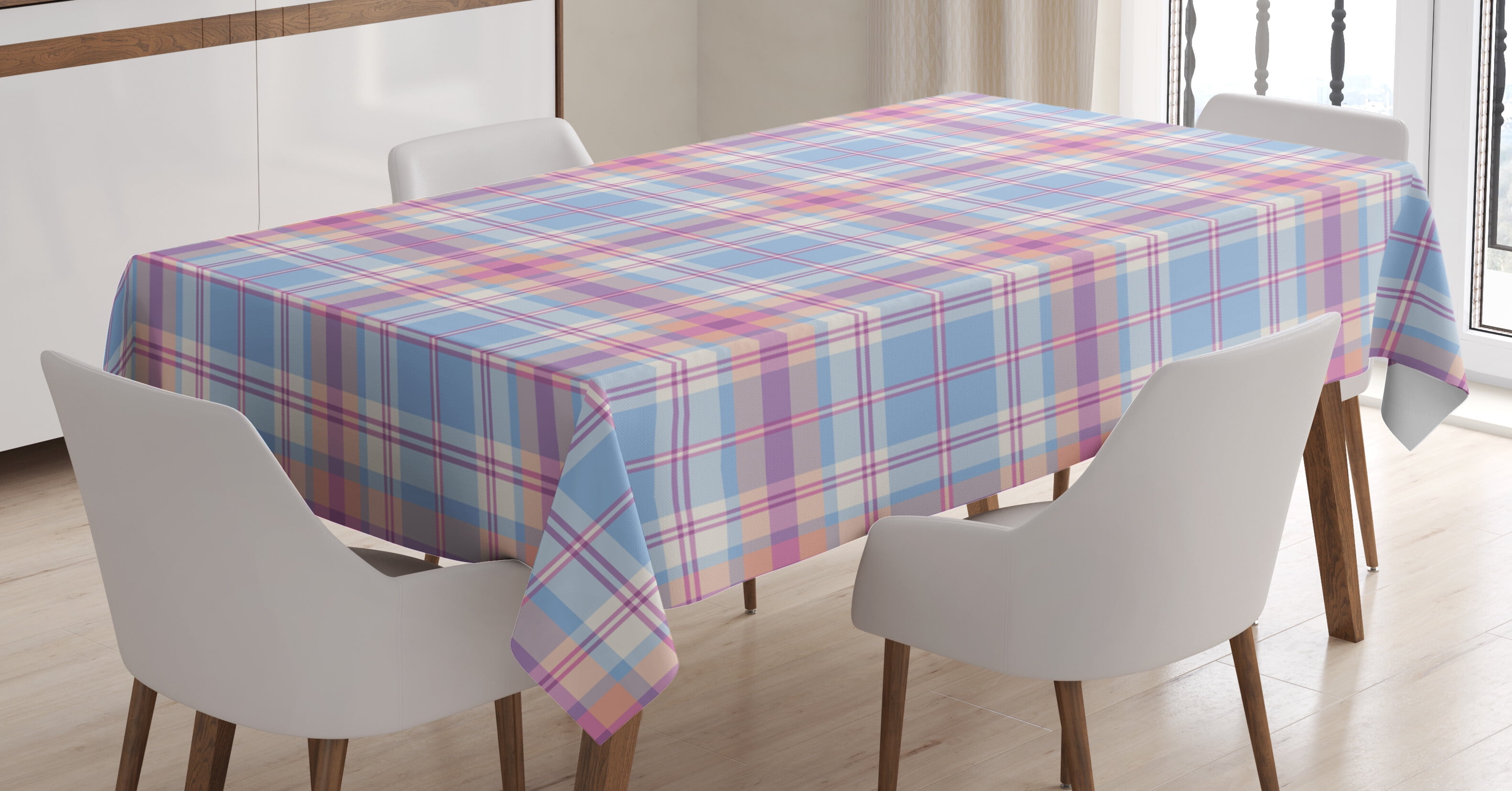 Ambesonne Pastel Tablecloth Rectangular Table Cover, Vintage Plaid ...