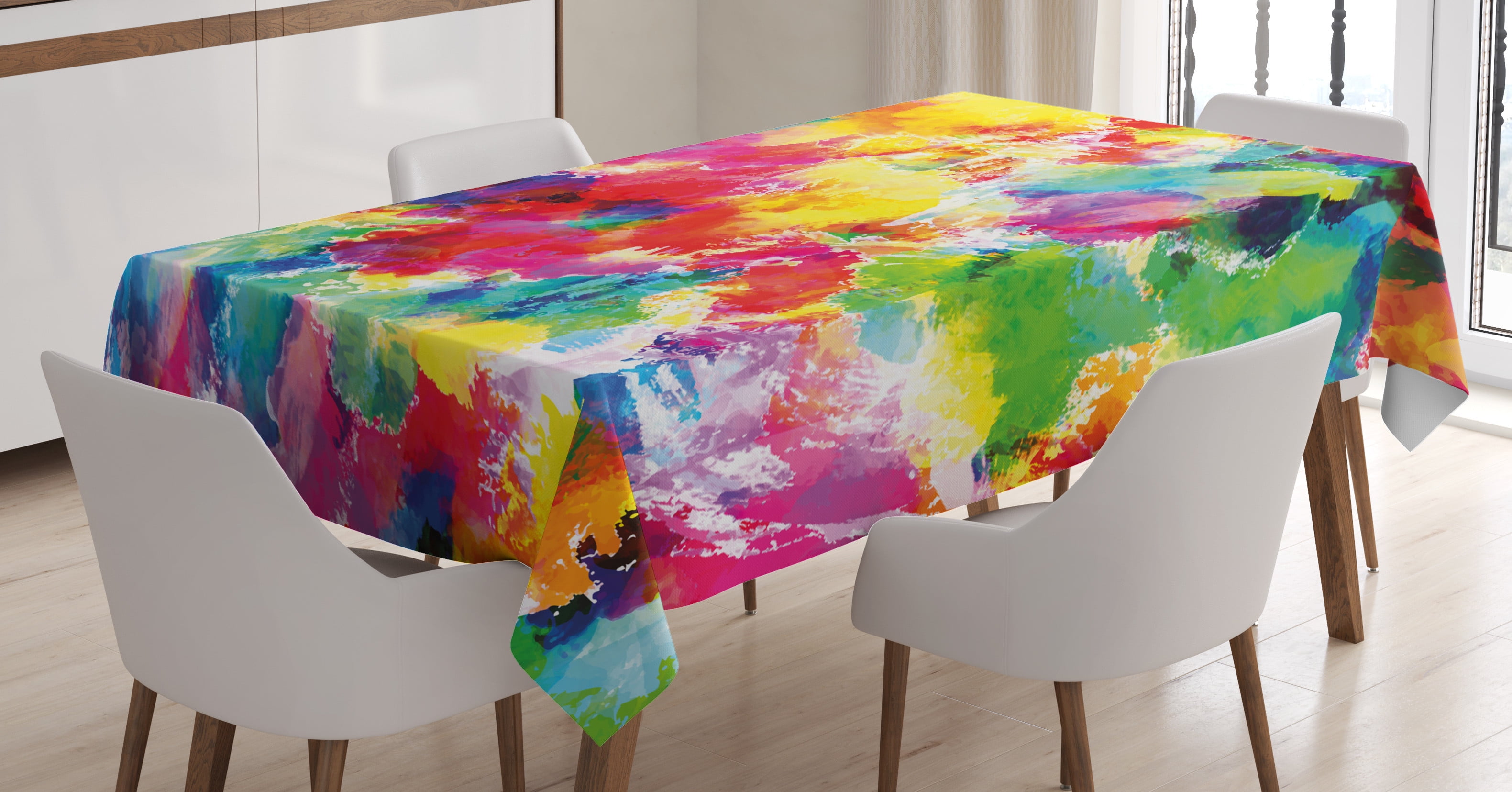 Ambesonne Pastel Tablecloth Rectangular Table Cover, Vivid Messy ...