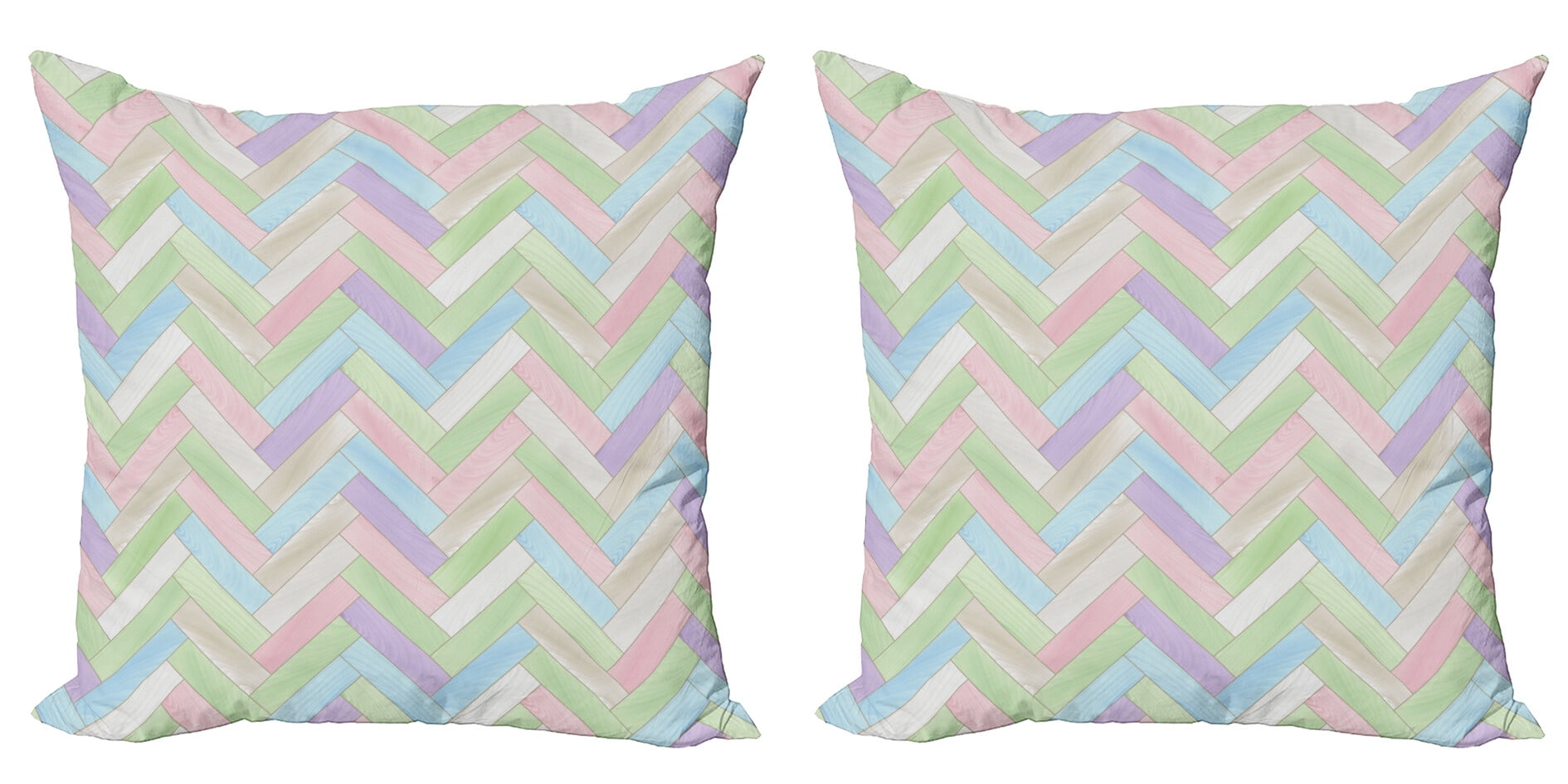 Ambesonne Pastel Throw Pillow Cover 2 Pack, Parquet Herringbone Soft ...