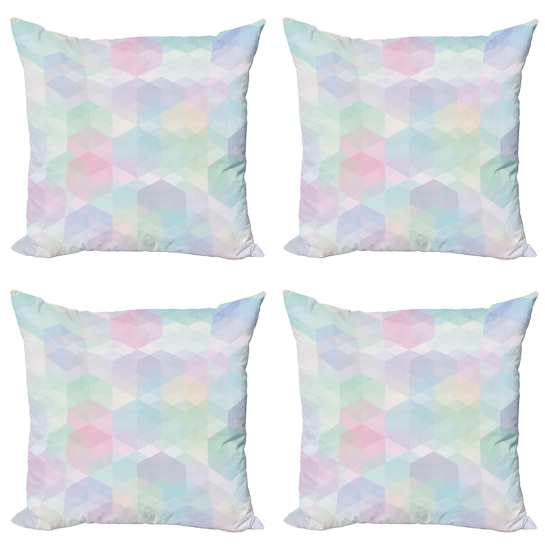 Ambesonne Pastel Throw Pillow Cover 4 Pack, Hexagonal Soft, 24 ...