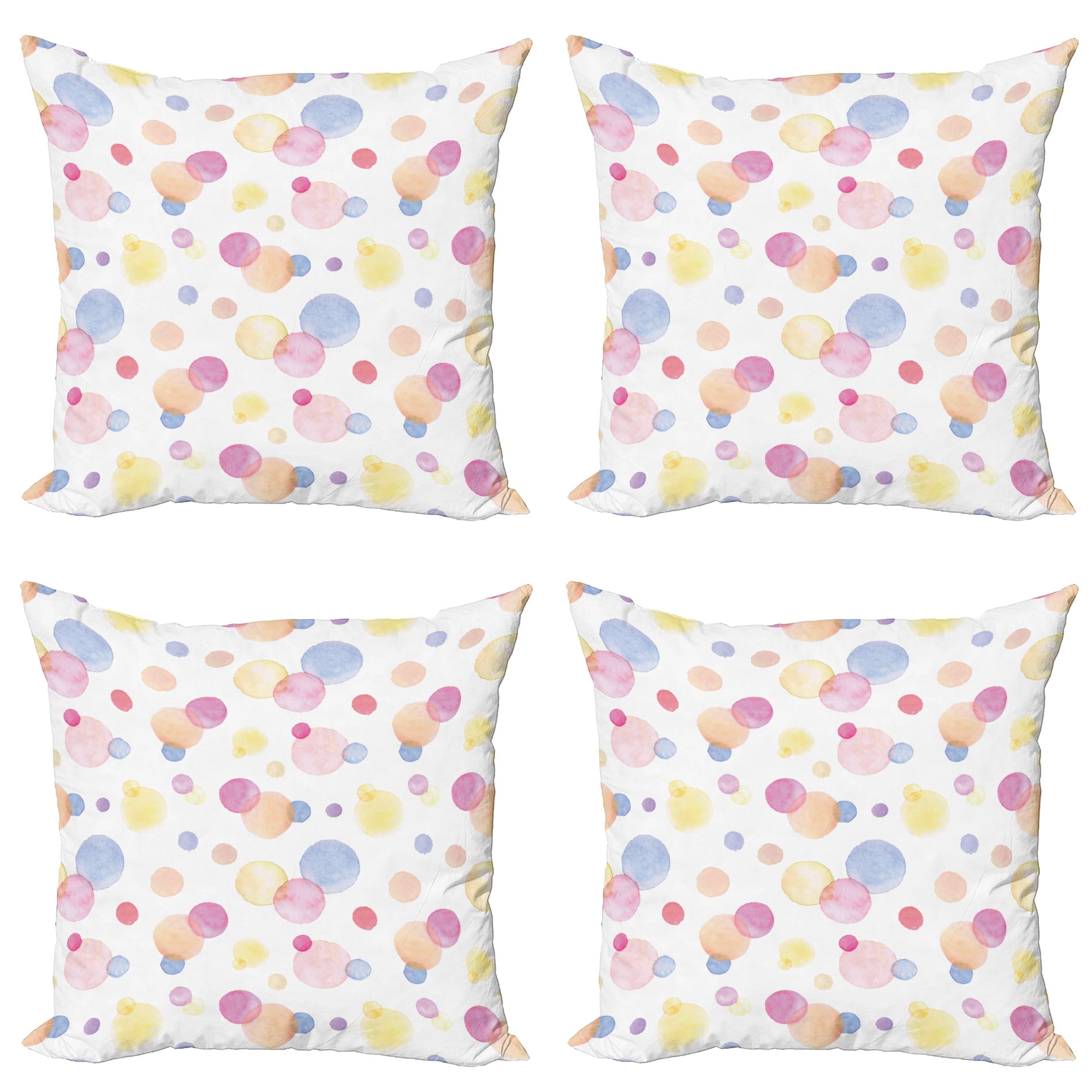 Ambesonne Pastel Throw Pillow Cover 4 Pack, Watercolor Drops, 18 ...