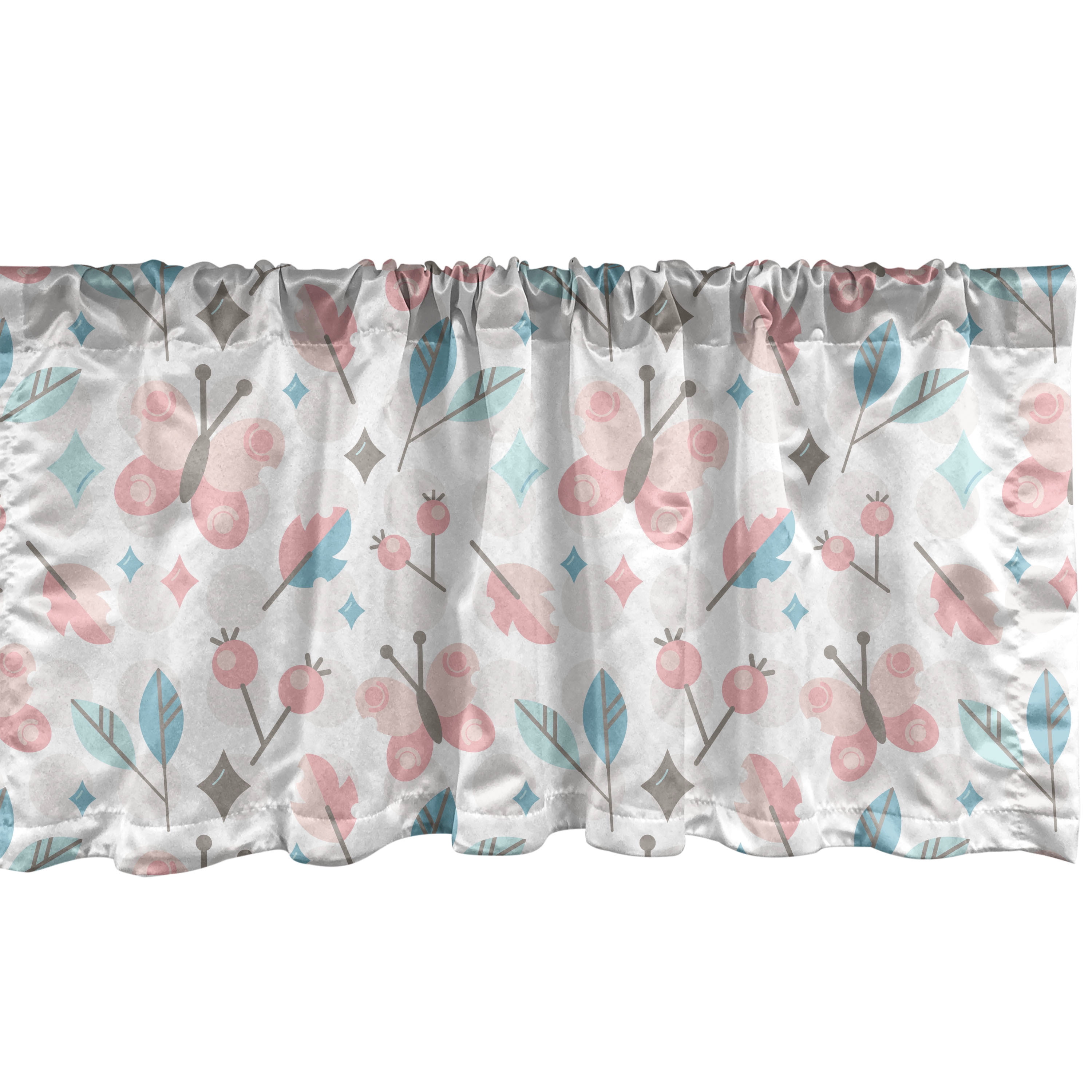 Ambesonne Pastel Valance Pack of 2, Butterflies and Round Shapes, 54 ...