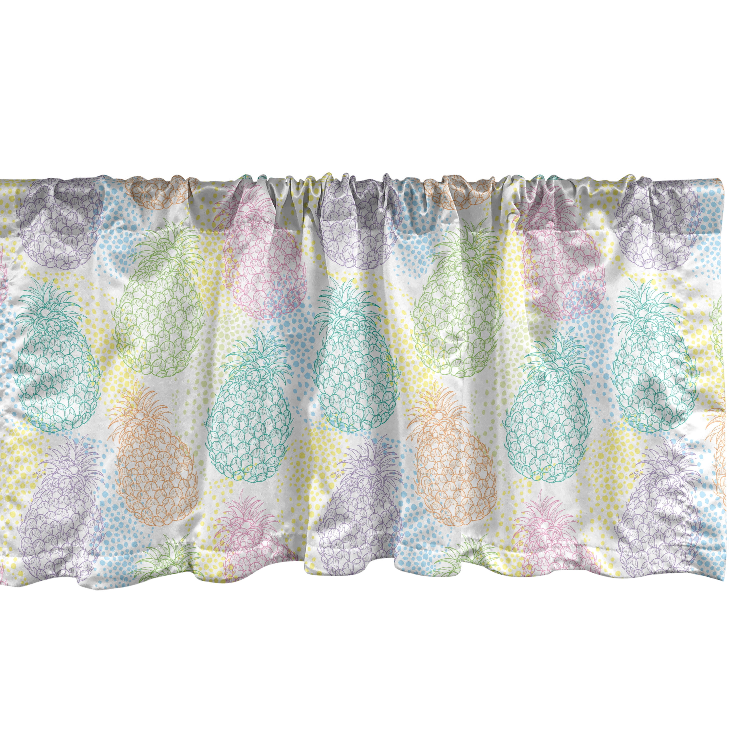 Ambesonne Pastel Window Valance, Colorful Exotic Pineapples, 54" X 18 ...