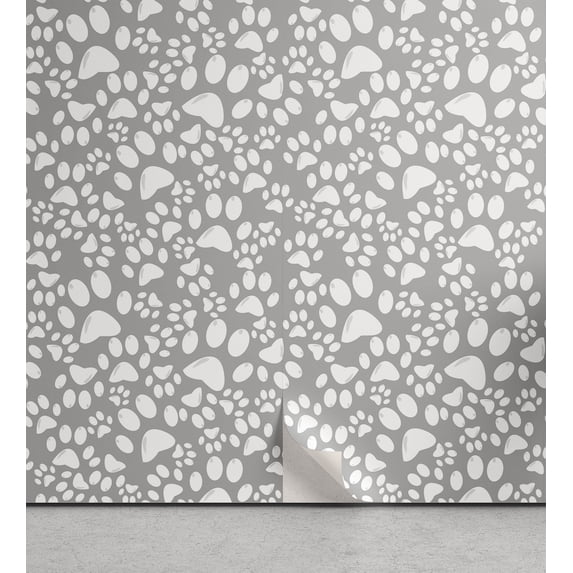 Ambesonne Paw Print Peel & Stick Wallpaper for Home, Dog Foot Mark on ...