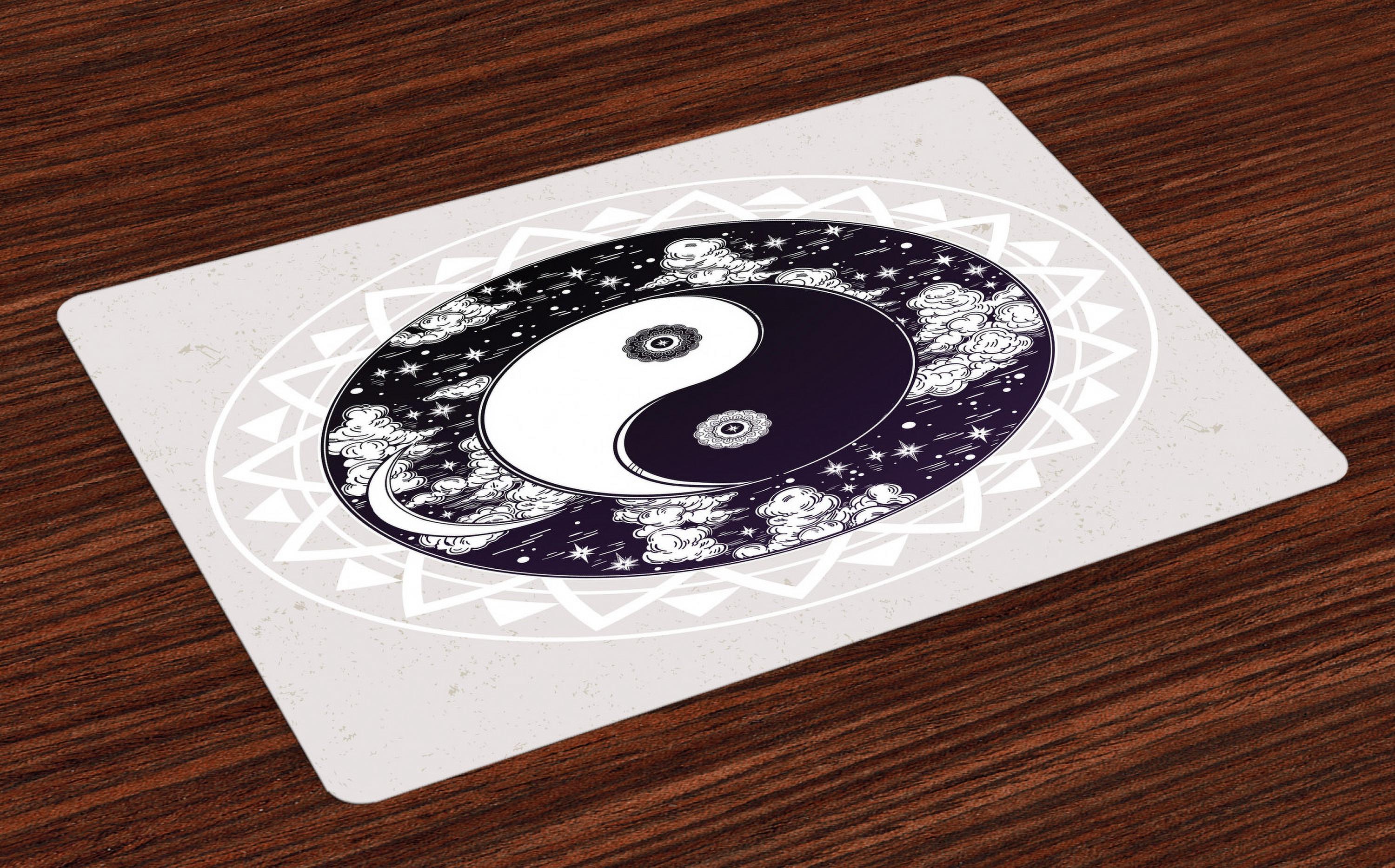 Ambesonne Peace Place Mats Set of 4, Ying Yang Boho Art, Standard Size ...