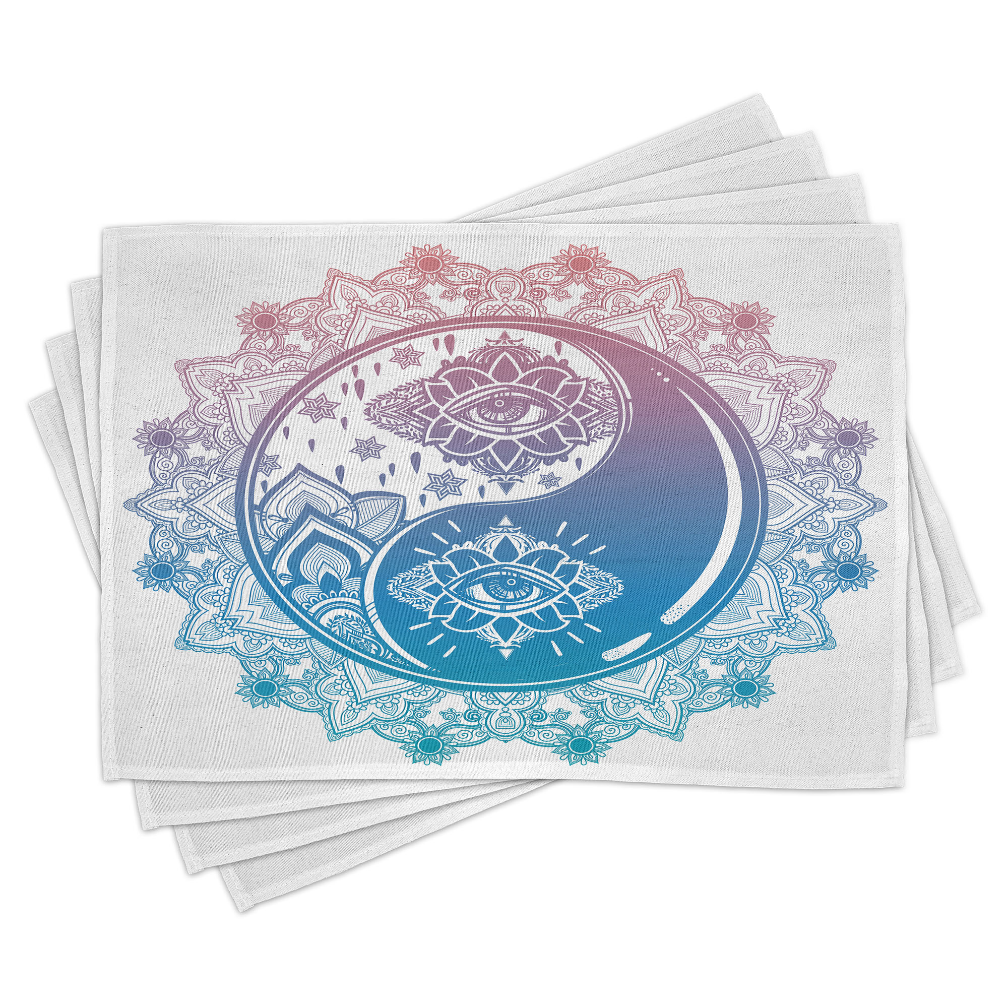 Ambesonne Peace Place Mats Set of 4, Ying Yang Mandala, Standard Size ...