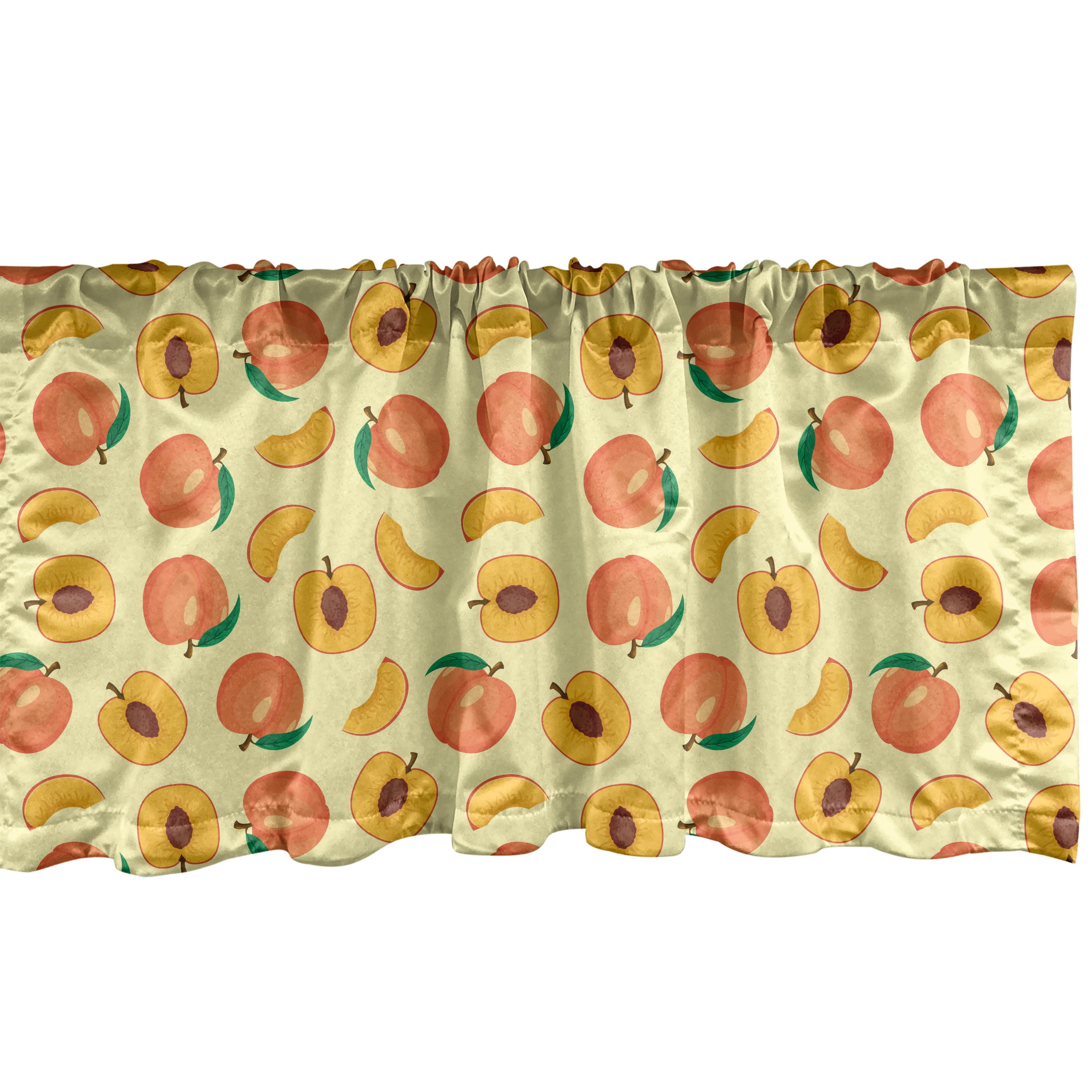 Ambesonne Peach Colors Window Valance, Fresh Raw Sliced Fruit, 54" X 18 ...
