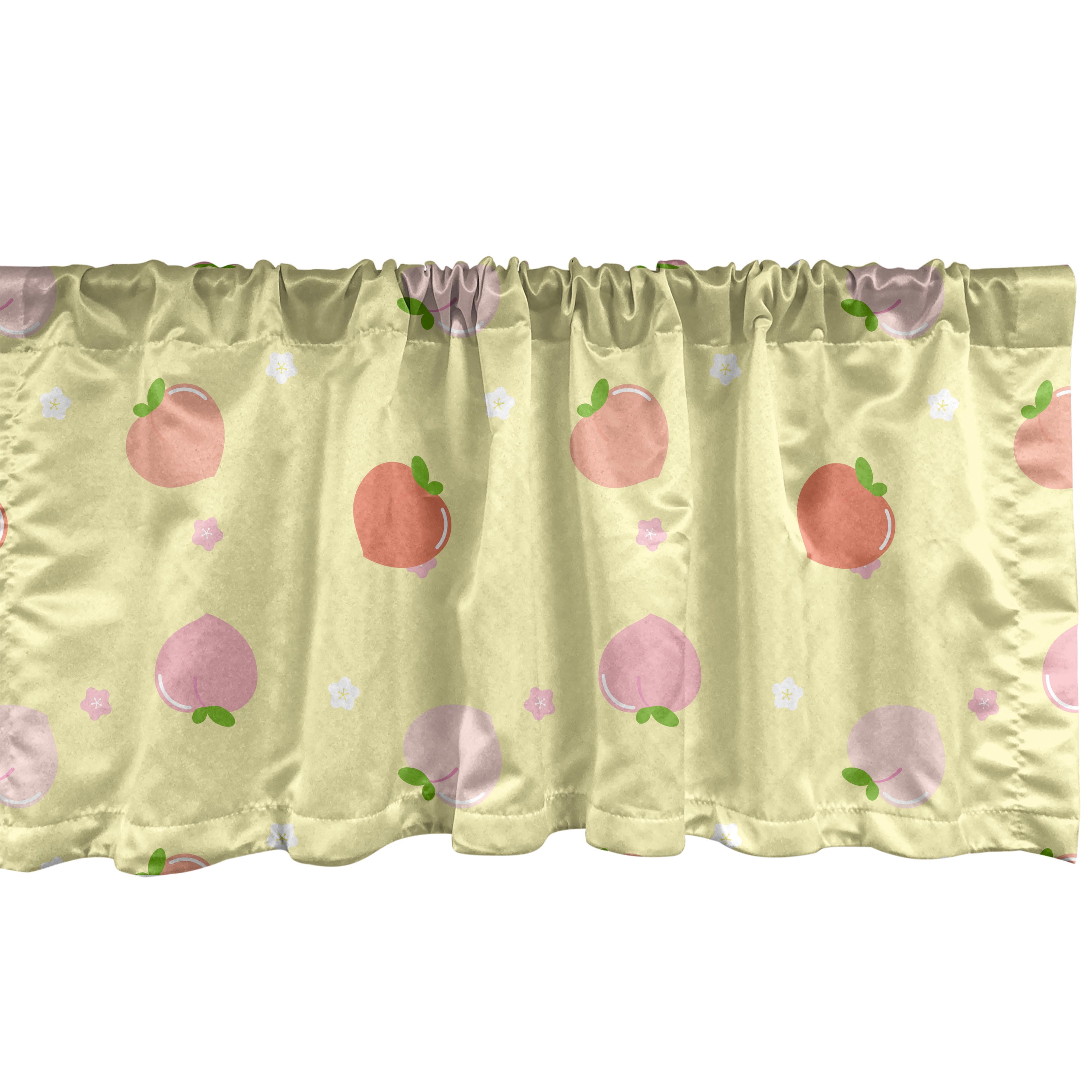 Ambesonne Peach Colors Window Valance, Fruit with Blossom, 54" X 12 ...